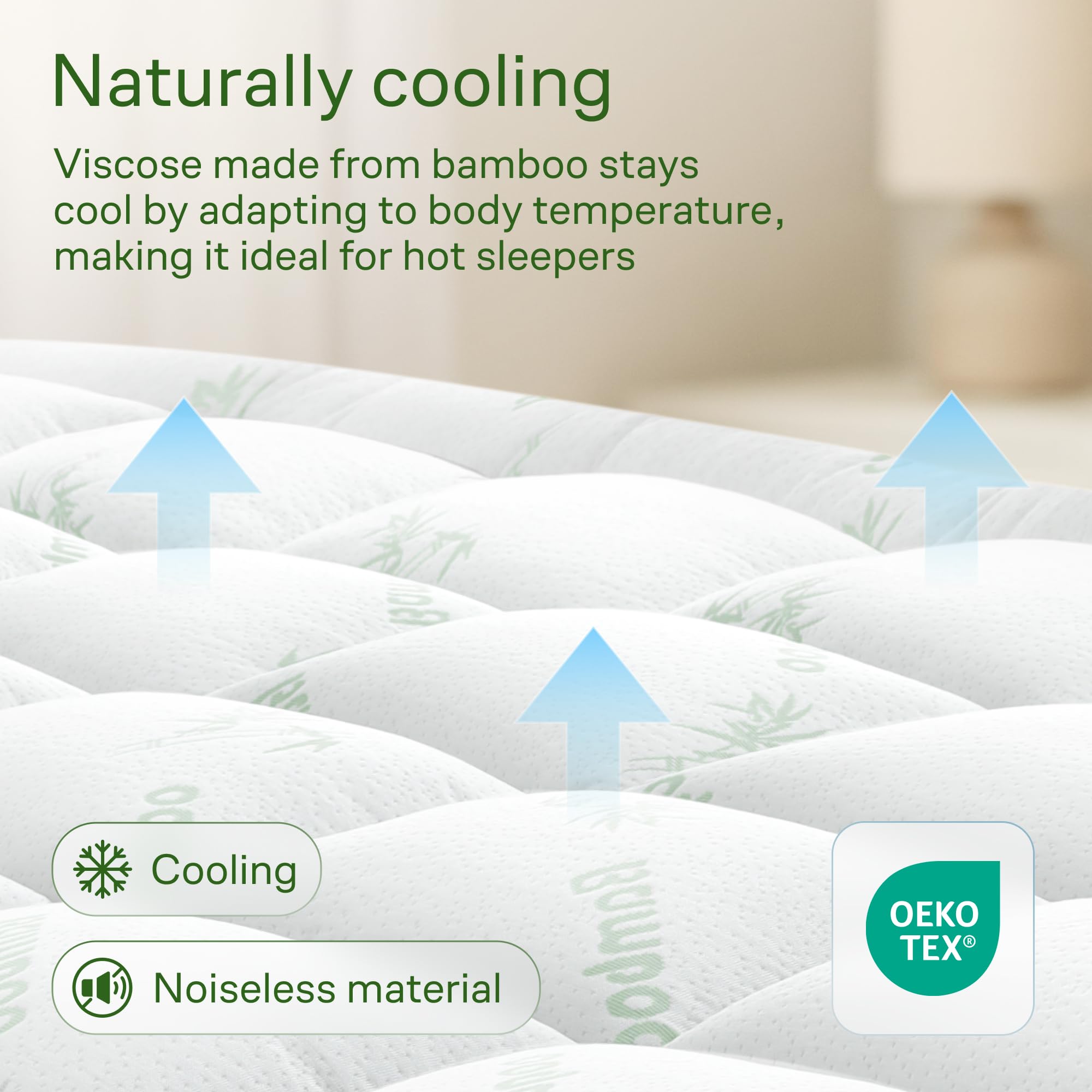 Bamboo Mattress Topper Twin Cooling Breathable Extra Plush Thick Fitted 8-20 Inches Pillow Top Mattress Pad Rayon Cooling Ultra Soft (Bamboo, Twin 39x75 Inches)