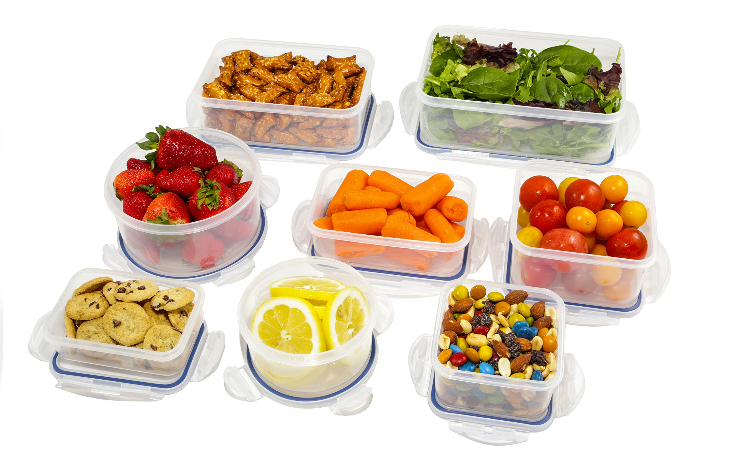 Plastic Food Storage Containers with Lids for use in Freezer Safe Food Storage Container Set and Large Food Storage Containers with Lids (16 piece Food Containers)