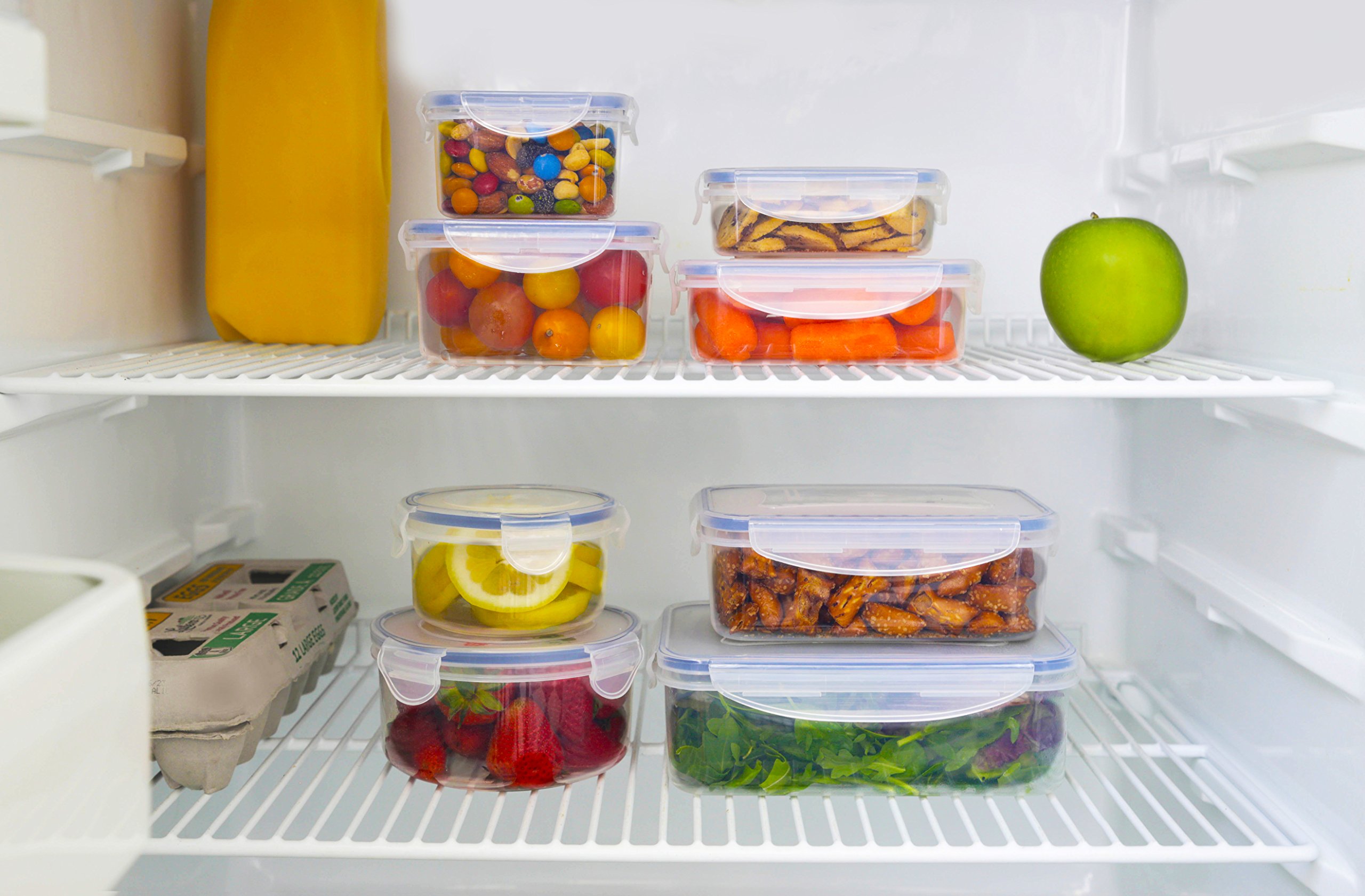 Plastic Food Storage Containers with Lids for use in Freezer Safe Food Storage Container Set and Large Food Storage Containers with Lids (16 piece Food Containers)