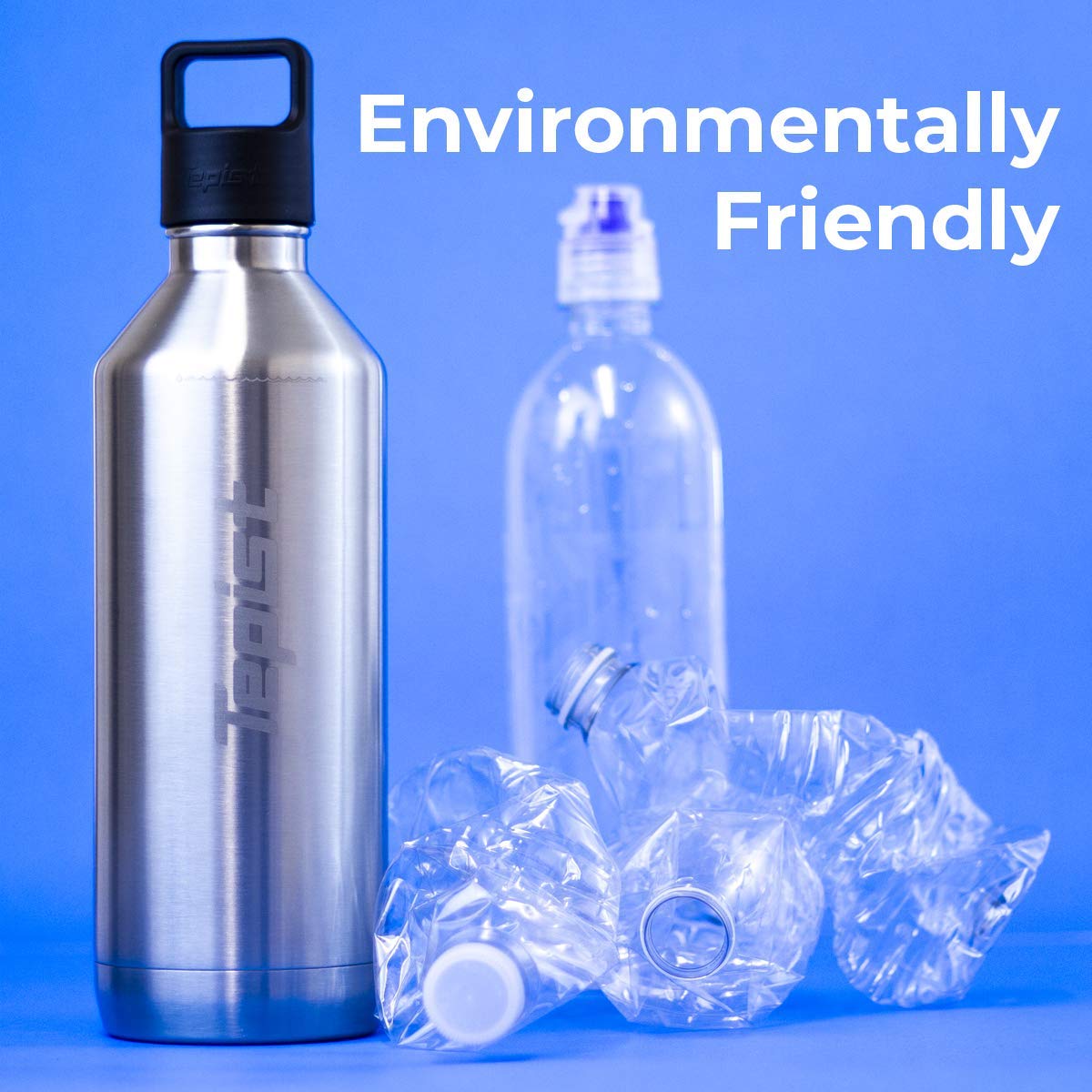 Tepist ThirtyO 30oz Stainless Steel Bottle Compatible with Sodastream Machines – Silver - Vacuum Sealed - Double Walled - Leak-Proof - Easy to Carry - Reusable Bottle