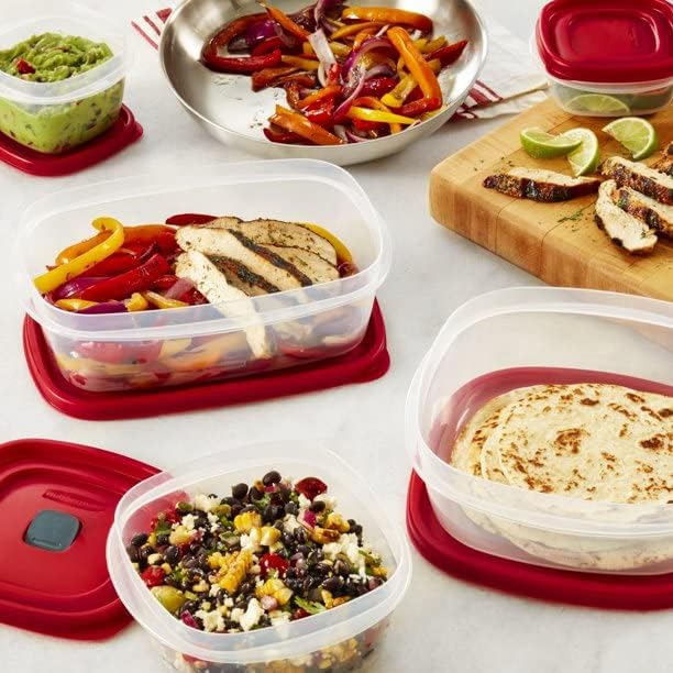 Rubbermaid Easy Find Lids Food Storage Containers, Racer Red, 26 Piece Set