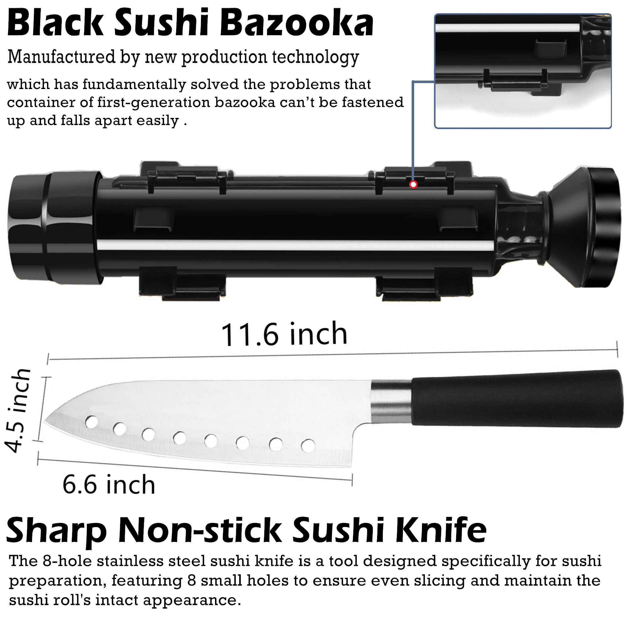 FUNGYAND Sushi Making Kit, All in One Sushi Bazooka Maker with Bamboo Mats, Bamboo Chopsticks, Avocado Slicer, Paddle, Spreader, Sushi Knife, Chopsticks Holder, Cotton Bag, DIY Sushi Roller Machine
