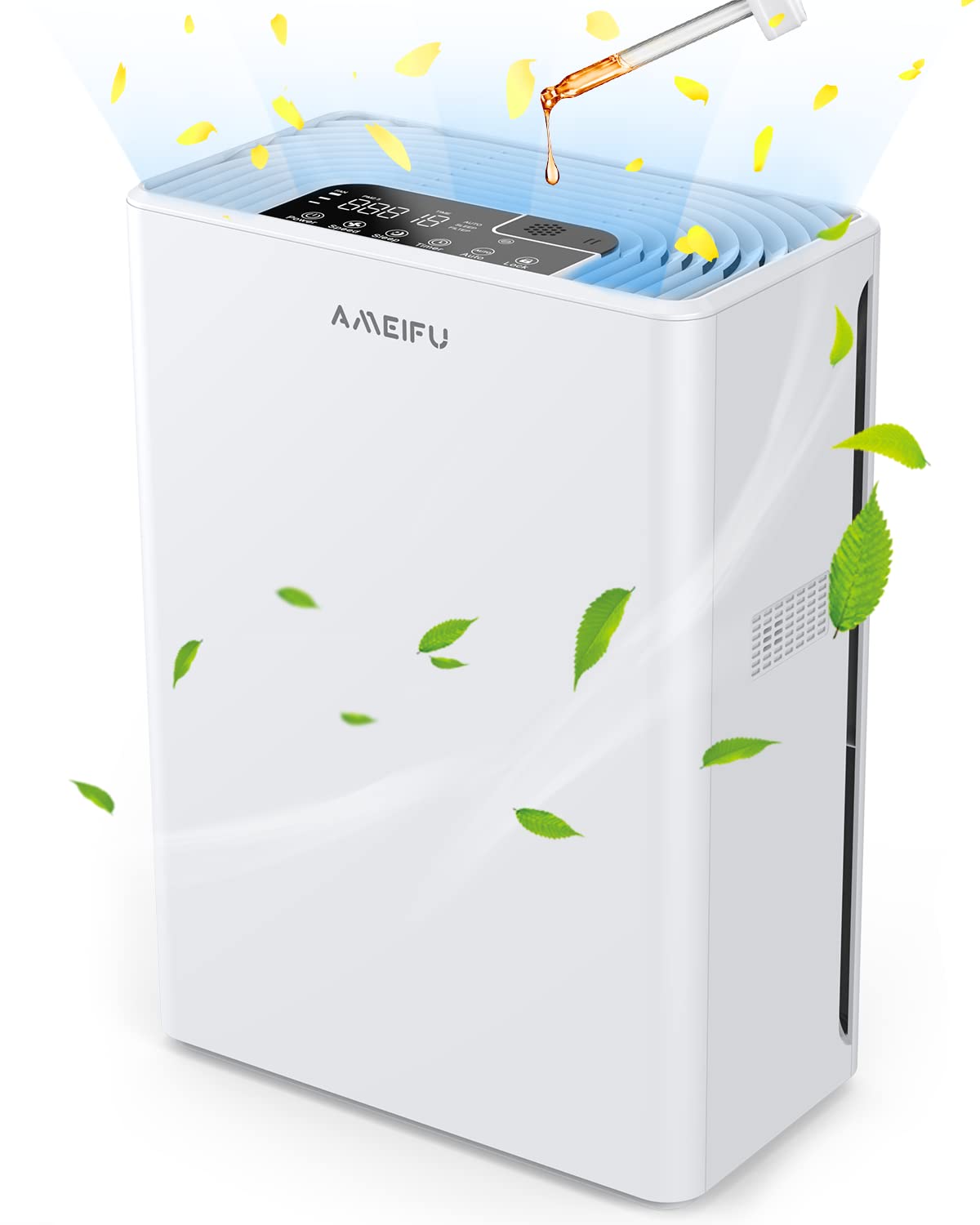 Air Purifiers for Home Large Room up to 1640ft², AMEIFU Hepa Air Purifiers, H13 True HEPA Air Filter for Pets Hair, Dander, Smoke, Pollen, Smell, 3 Fan Speeds, 5 Timer, Sleep Mode 15DB Air Cleaner