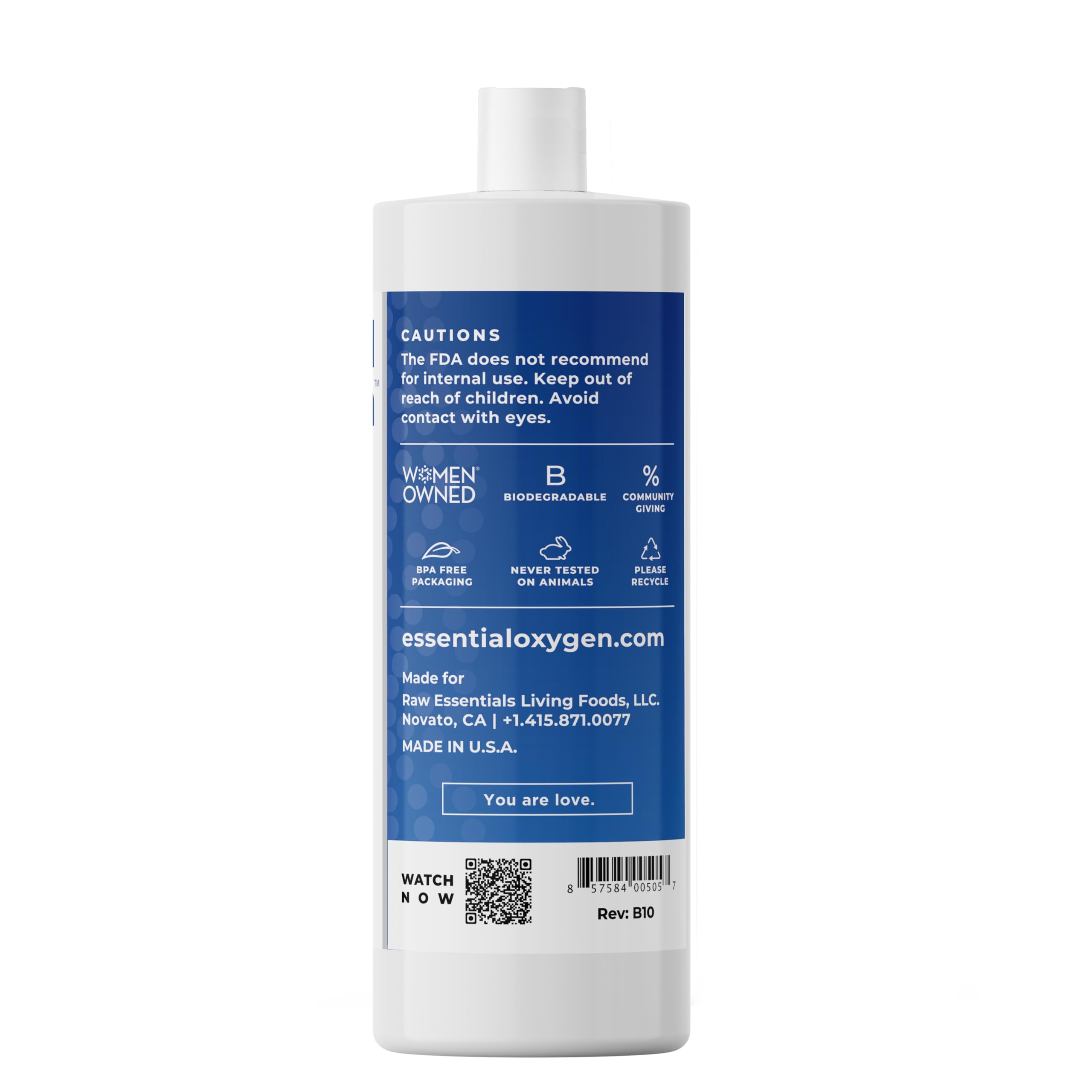 Essential Oxygen Food Grade Hydrogen Peroxide 3%, Natural Cleaner, Refill, 32 Fl Oz