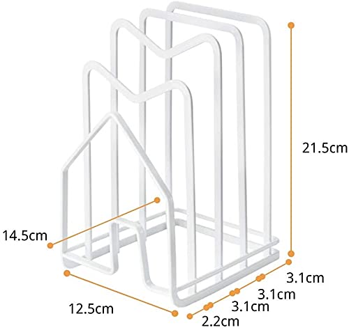 LINFIDITE Cutting Board Rack Chopping Board Organizer Stand Holder Kitchen Countertop Pots Pan Lids Rack Organizer Flat Steel 4.92Lx5.71Wx8.46H in. White