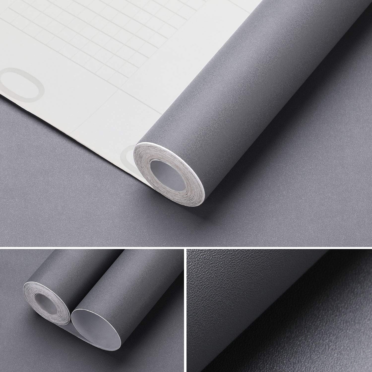 Oxdigi Black Contact Paper Peel and Stick Wallpaper for Shelf Liner Cabinet Table Drawer Door Reform Decorative Thick Self Adhesive Removable Vinyl Film 24 x 196 Inches