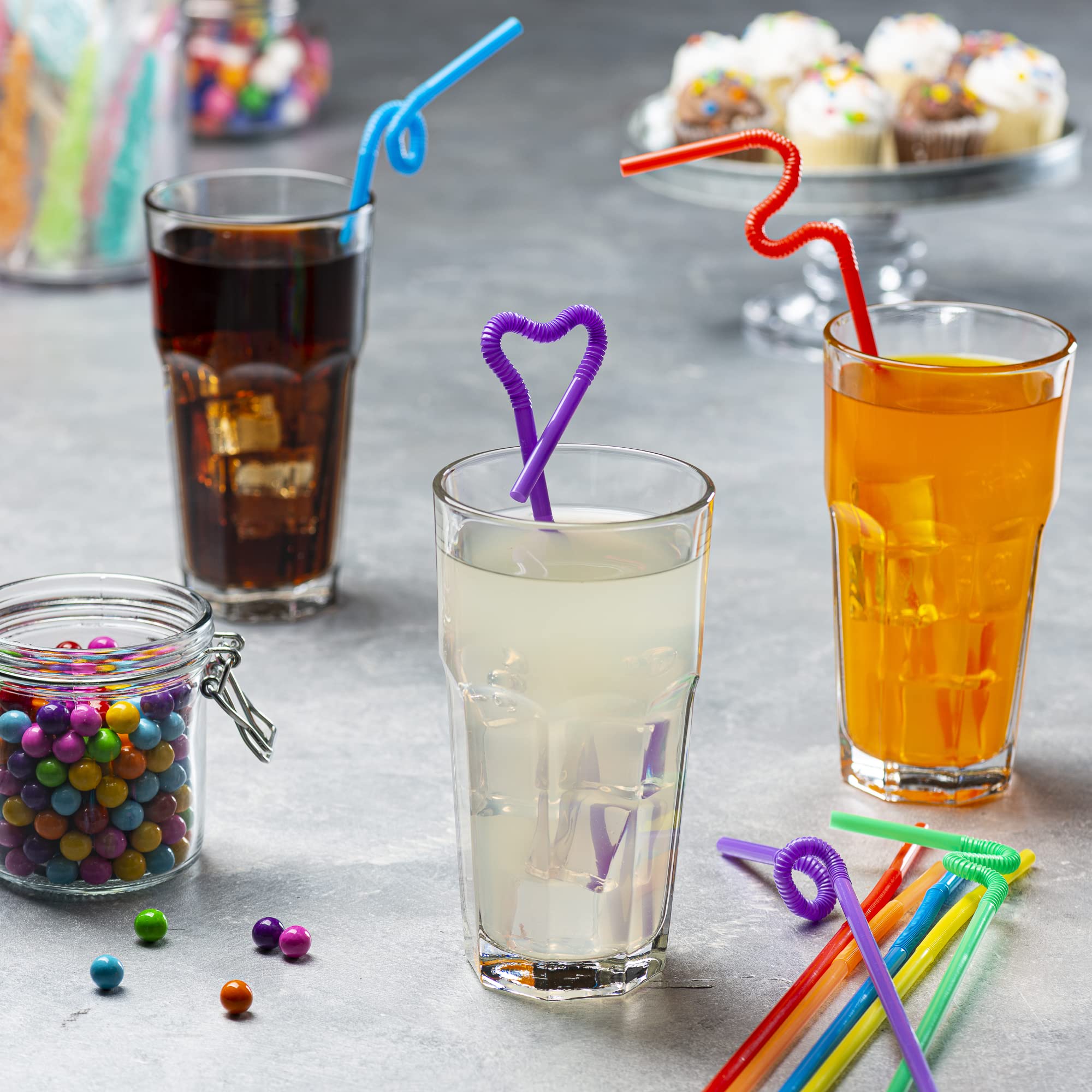 [200 Pack] Jumbo Smoothie Straws - 8.5" High Assorted Colors Milkshake Straws