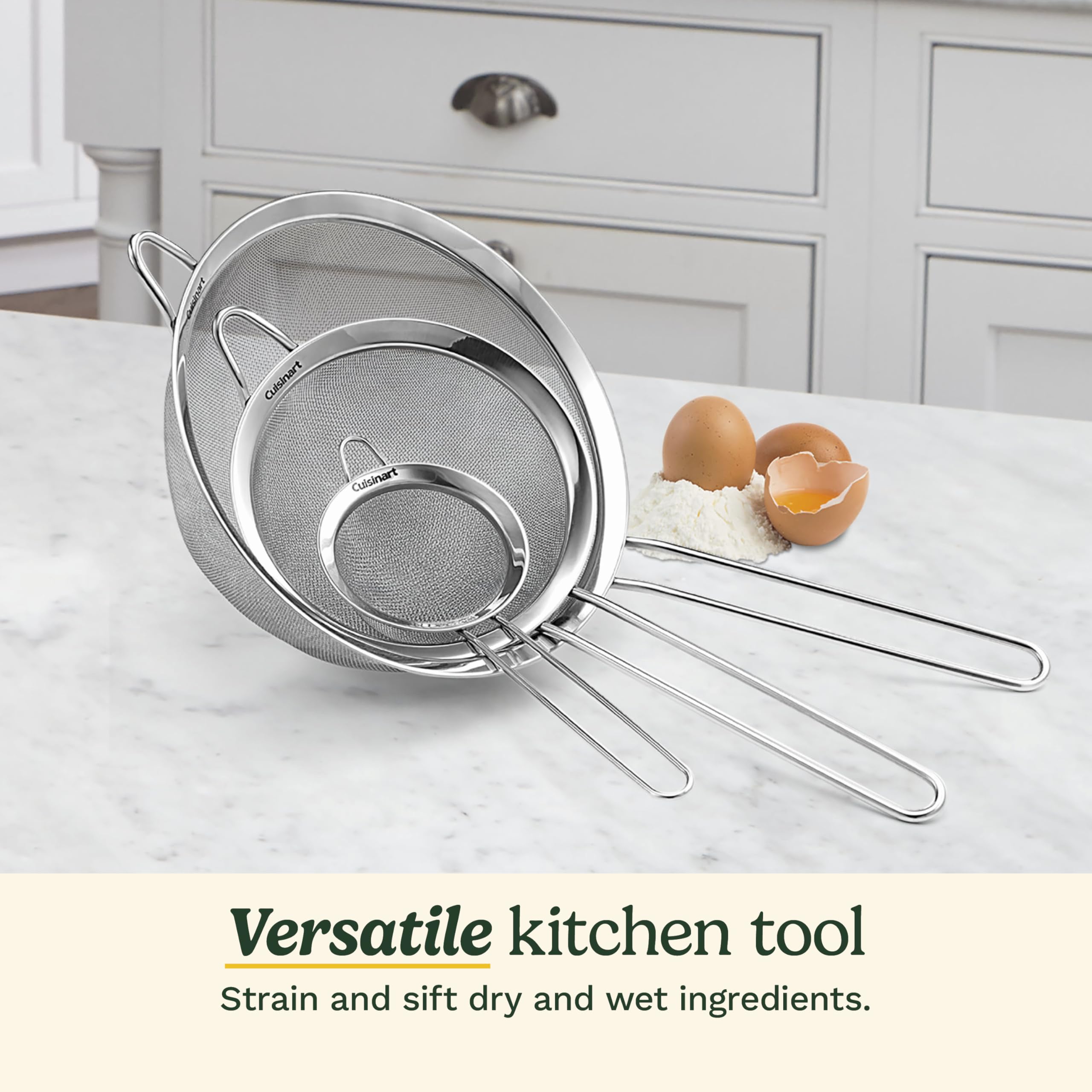Cuisinart CTG-00-3MS Set of 3 Fine Set of Mesh Strainers, Stainless Steel, Pack of 3