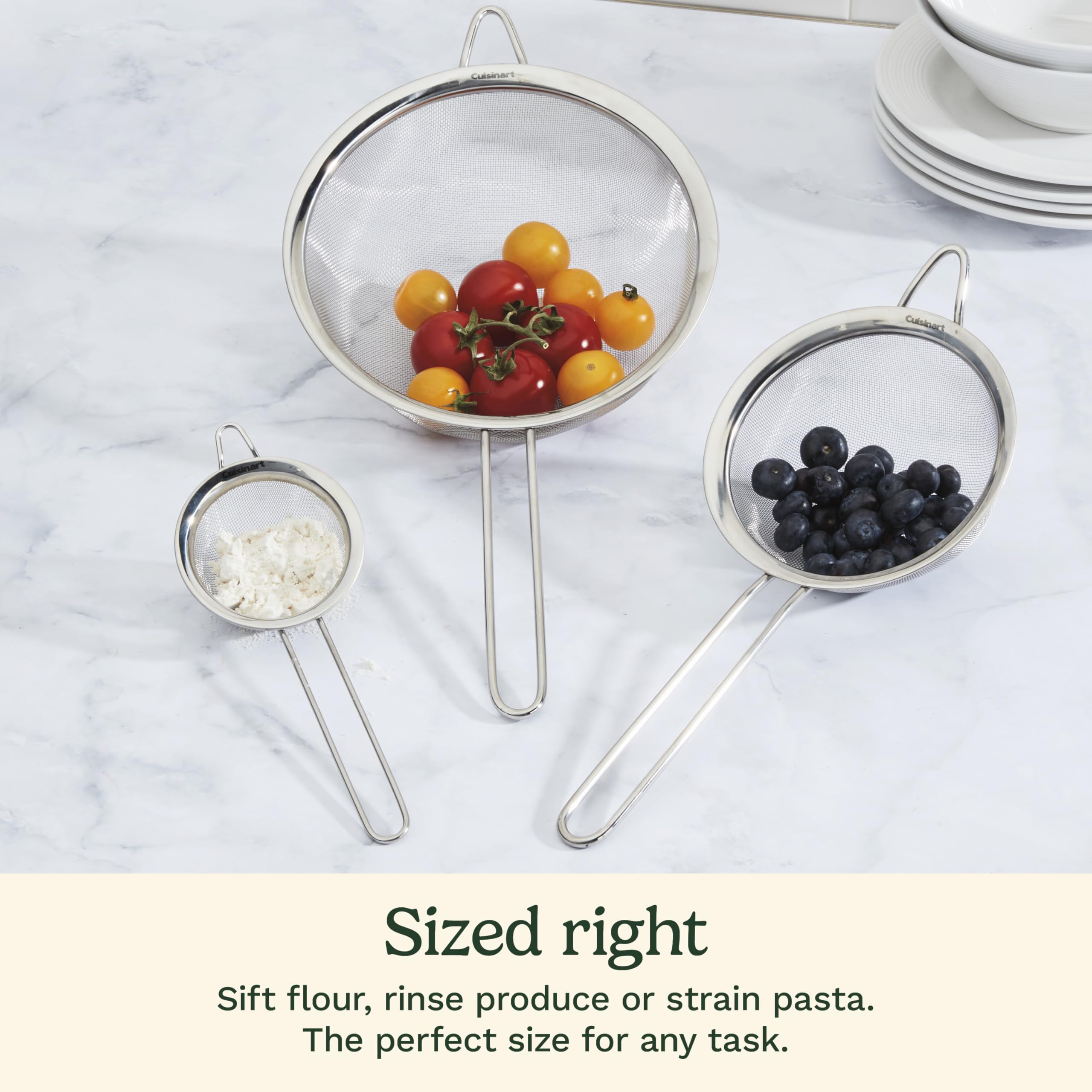 Cuisinart CTG-00-3MS Set of 3 Fine Set of Mesh Strainers, Stainless Steel, Pack of 3