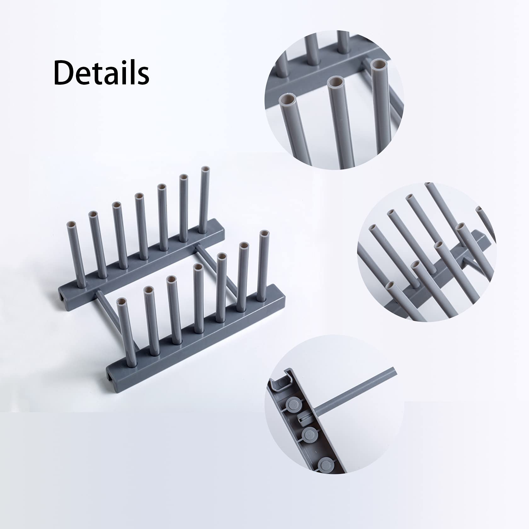 Halyuhn Gray Plate Racks Organizer for Cabinet, 4 Pack Plastic Plate Rack Stand Keep Dry for Dish, Bowl, Cutting Board, Bakeware, Serving Tray and More, Desk Mail Sorter Organizer 6 Slots Removable