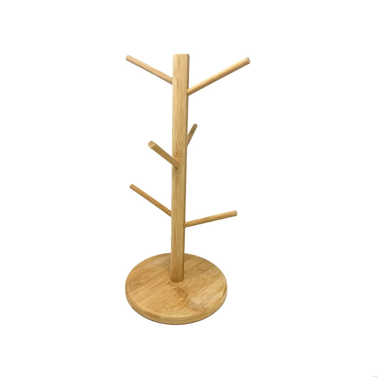 Tsyware Bamboo Wood Mug Rack Tree, Organic Bamboo Mug Holder, Mug Hook, Removable Mug Stand,Coffee Tea Cup Dryer with 6 Hooks,Decoration Counter Coffee Bar Accessories