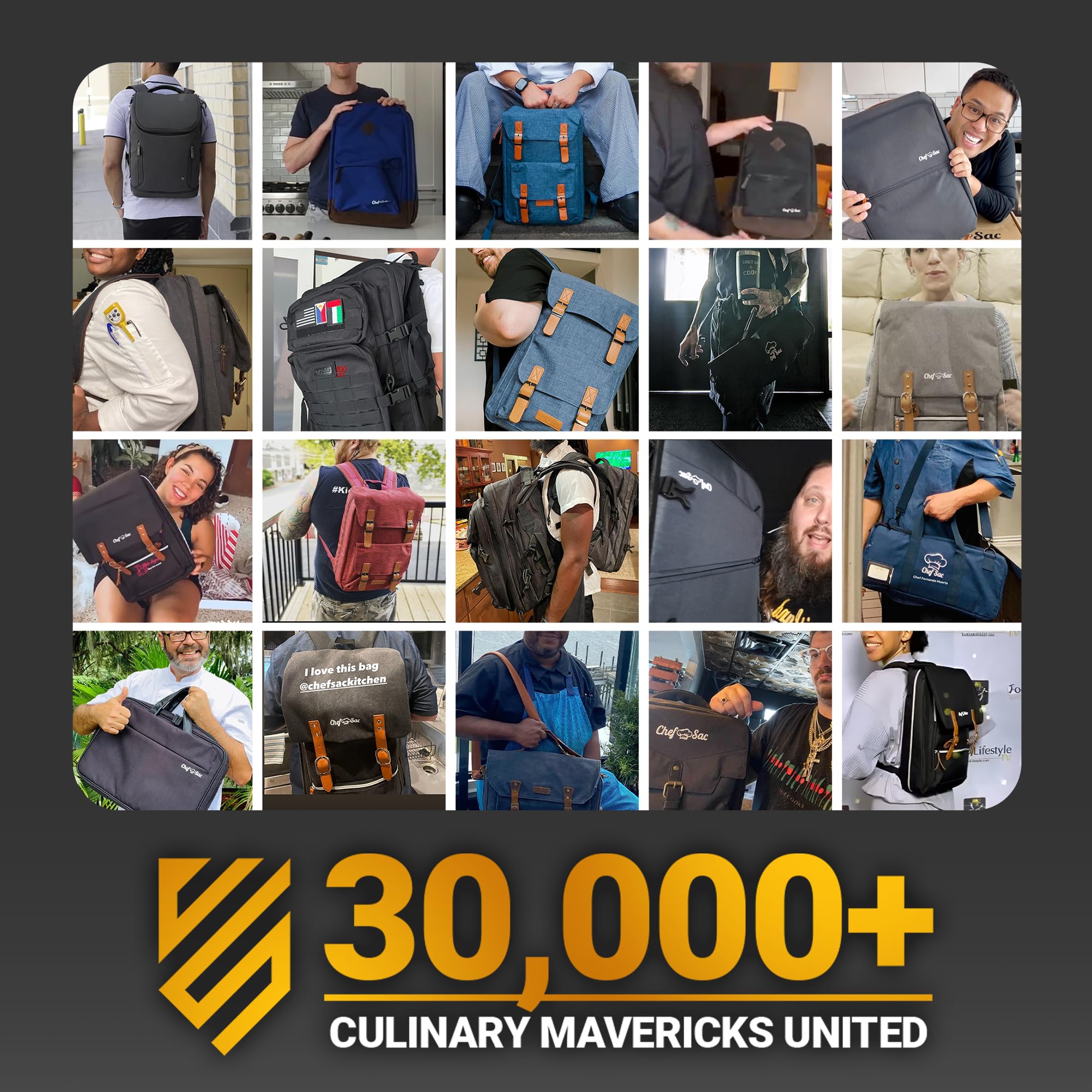 Chef Knife Bag Tactical Backpack | Knife Carrying Case with 30+ Pockets for Knives and Culinary Tools | Knife Organizer Bag for Chefs & Culinary Students | Knives & Tools Not Included (XL Size)