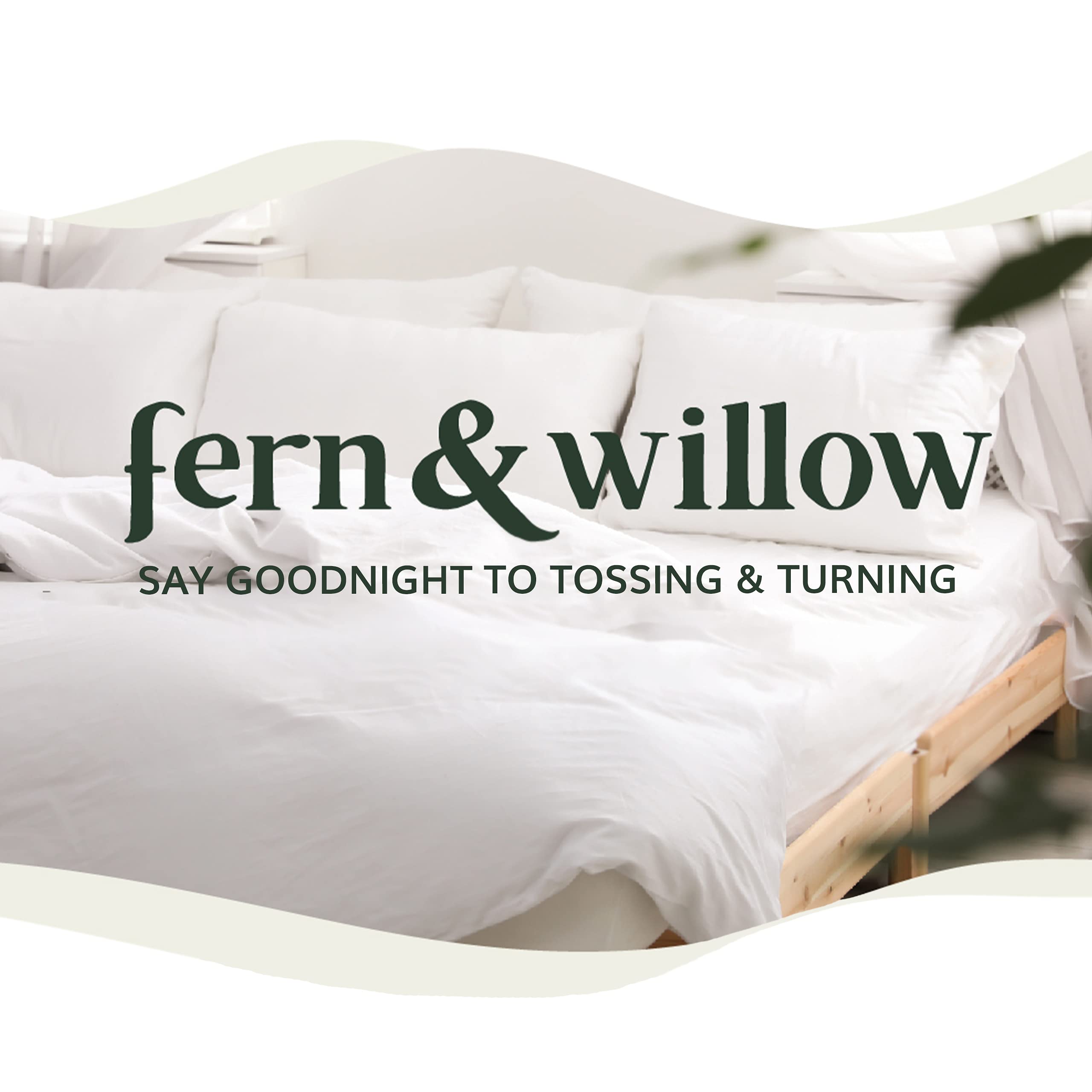 Fern and Willow Pillows for Sleeping - Set of 2 Queen Size Down Alternative Pillow Set w/ Luxury Plush Cooling Gel for Side, Back & Stomach Sleepers