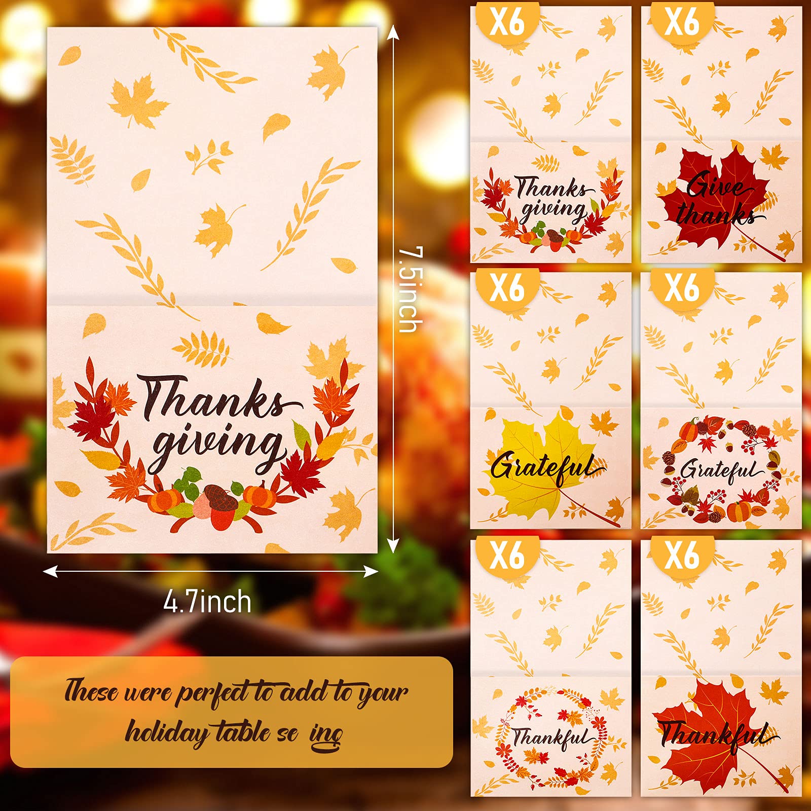 36 Pieces Thanksgiving Utensil Holders Maple Leaf Silverware Cutlery Holders Paper Pocket Knife Fork Holder Bag Give Thanks Cutlery Holders for Thanksgiving Fall Harvest Party Dinging Table Supplies