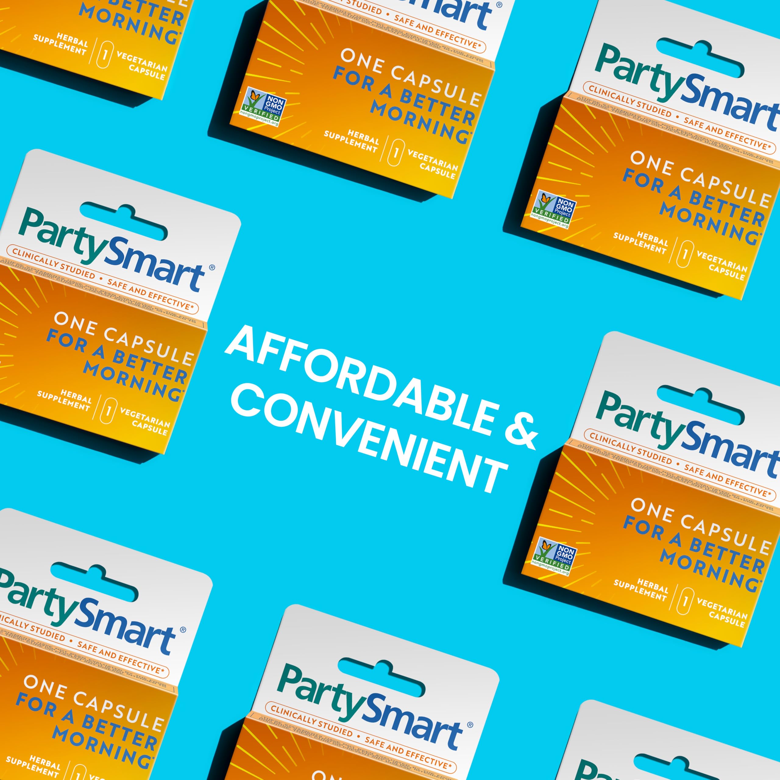 PartySmart, One Capsule for a Better Morning, 10 nights out Supply, Non-GMO, Plant-based, 250 mg, 10 capsules