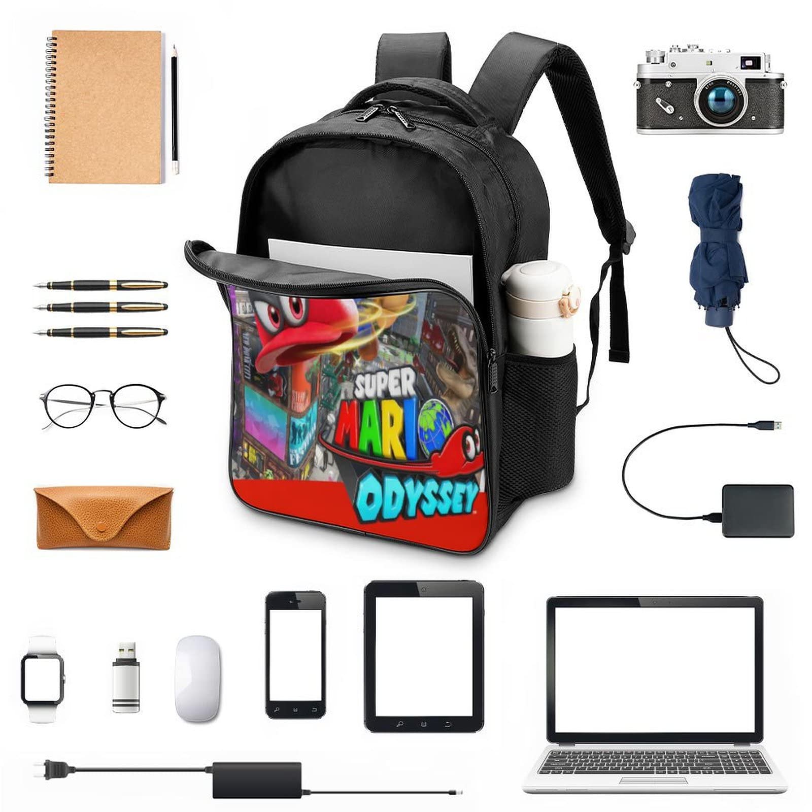 SCGOLD Anime Backpacks Sets, Cartoon Animal Laptop Backpack Daypack 3D Printed Schoolbag 3 piece for Girls Boys Teens Elementary Middle School Bookbag Combo Set with Lunch Box and Pencil Bag, Red