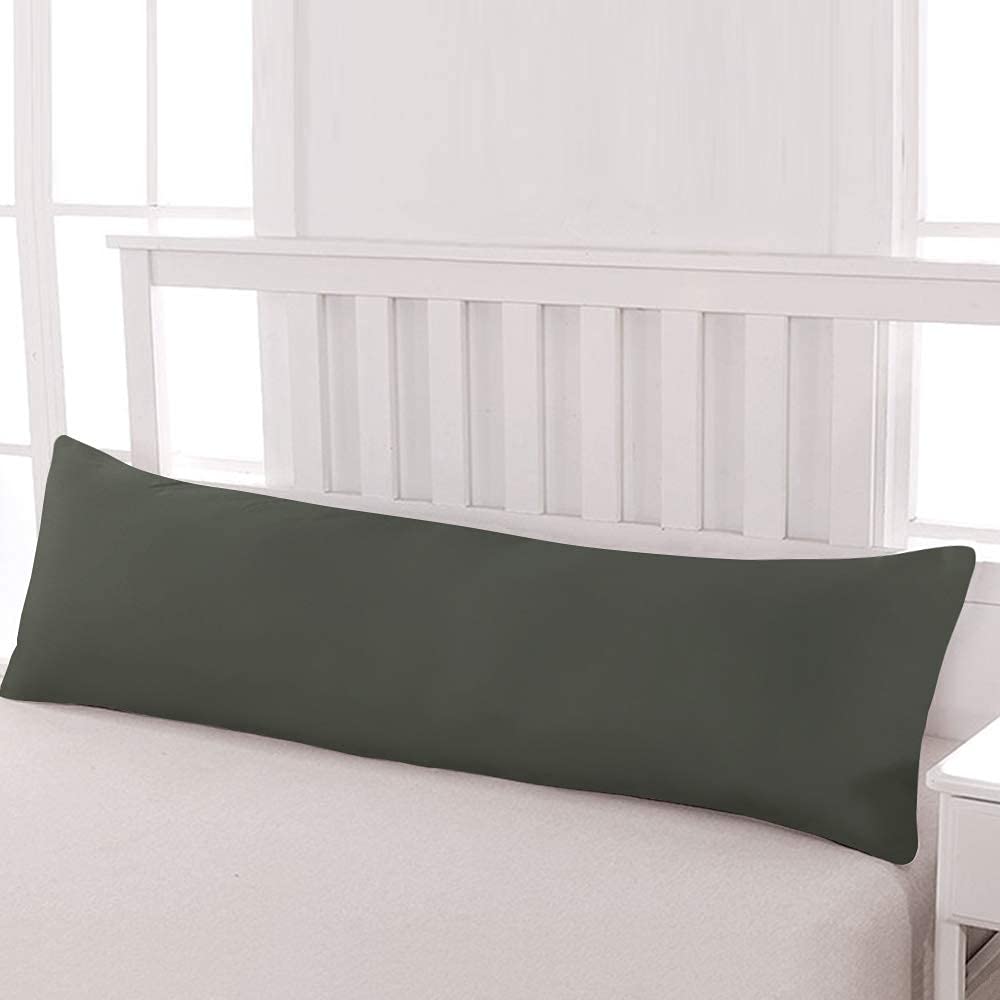 NTBAY 100% Brushed Microfiber Body Pillow Cover, Ultra Soft and Cozy Envelope Closure Full Body Pillowcase for Adults, 20x54 Inches, Dark Grey