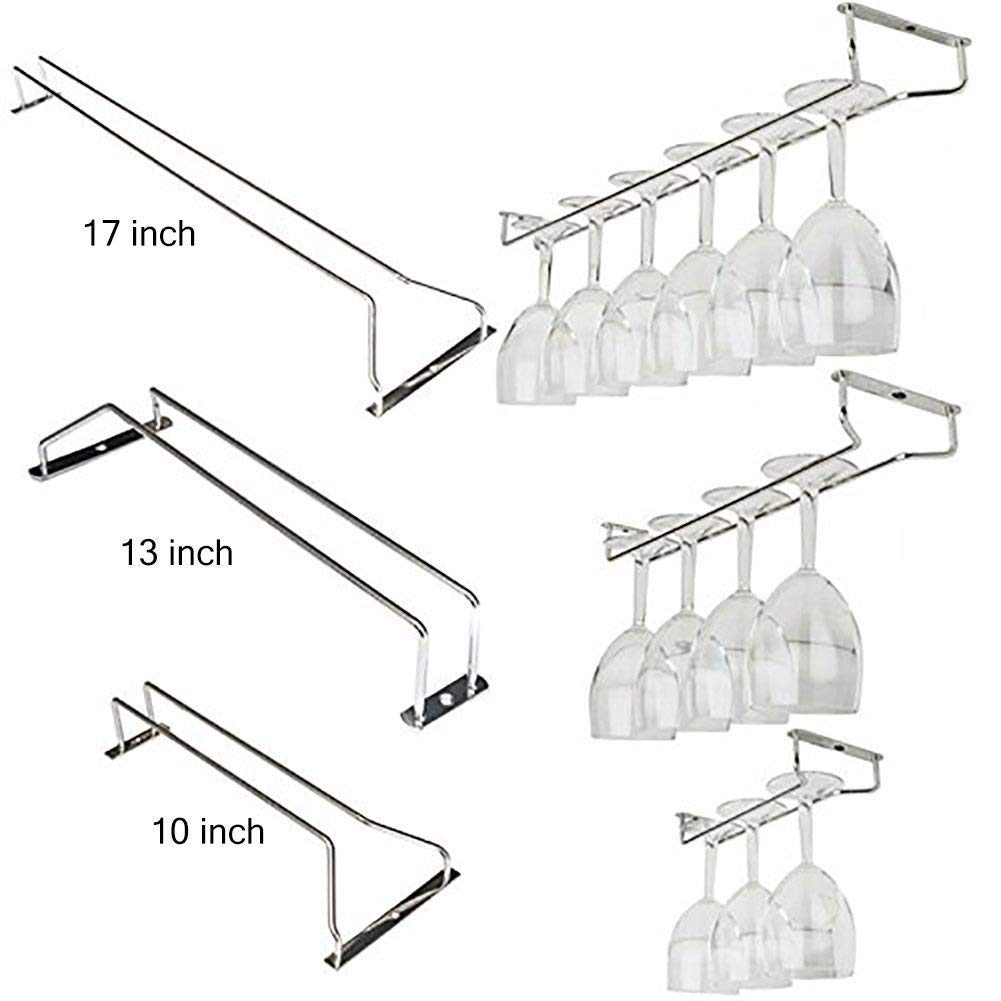 Greatstar Wine Glass Rack, Under Cabinet Wine Rack Glass Holder Stainless Steel Chrome Finish - Hanging Stemware Holder for Bar Kitchen (21inch)