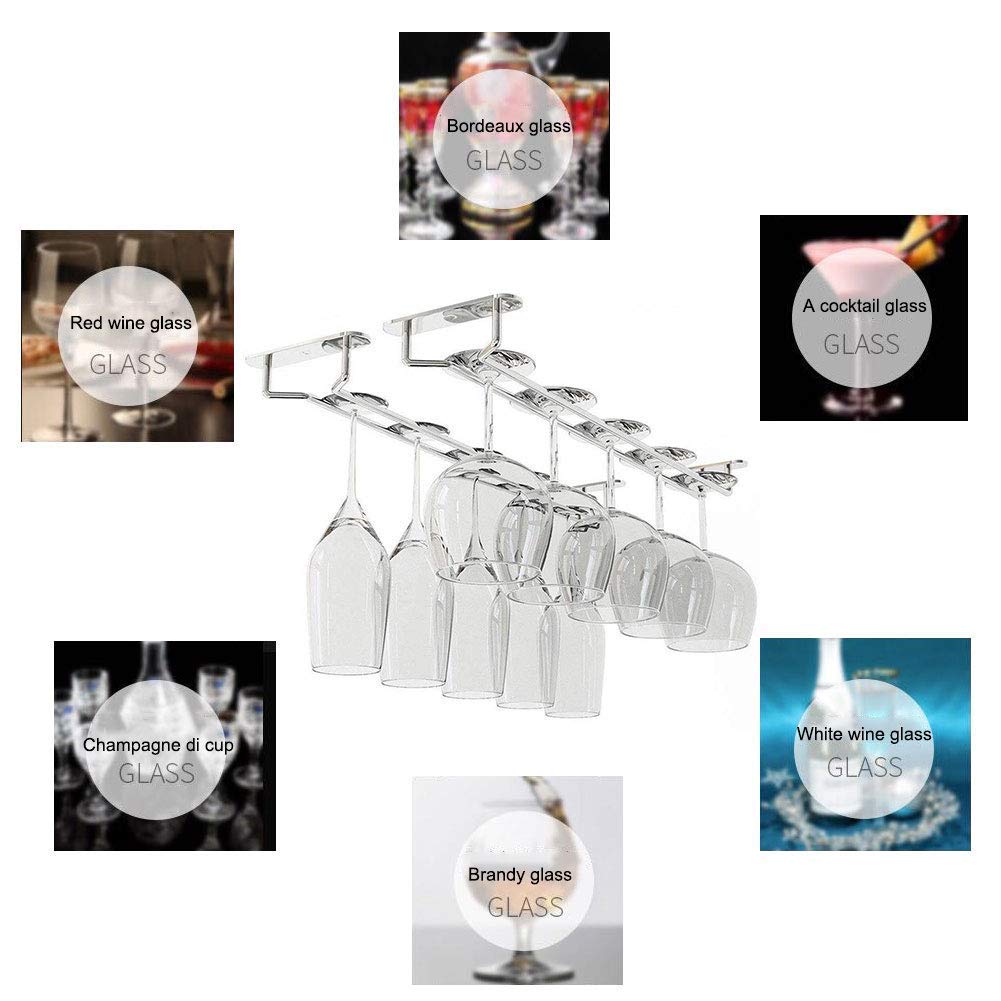 Greatstar Wine Glass Rack, Under Cabinet Wine Rack Glass Holder Stainless Steel Chrome Finish - Hanging Stemware Holder for Bar Kitchen (21inch)