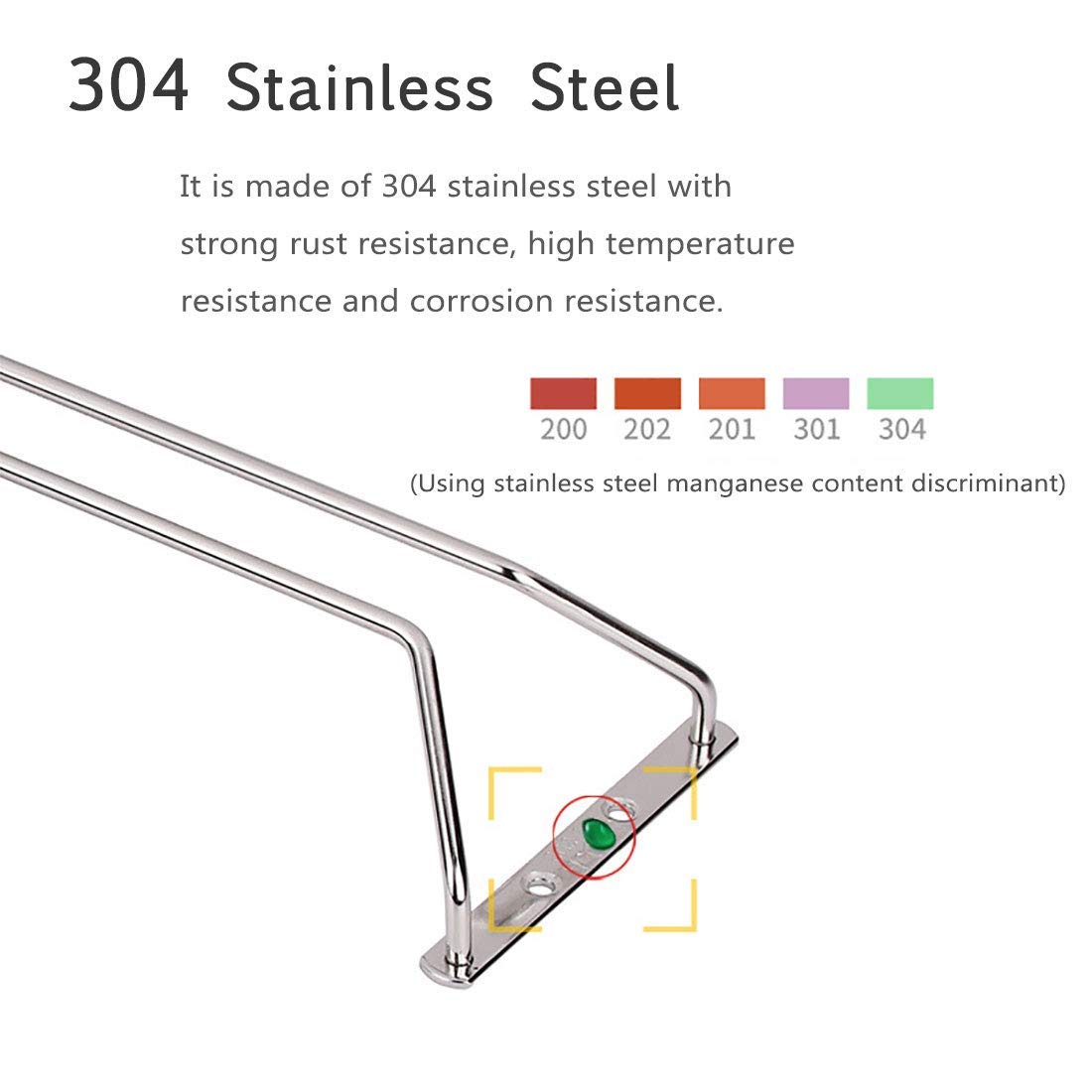 Greatstar Wine Glass Rack, Under Cabinet Wine Rack Glass Holder Stainless Steel Chrome Finish - Hanging Stemware Holder for Bar Kitchen (21inch)