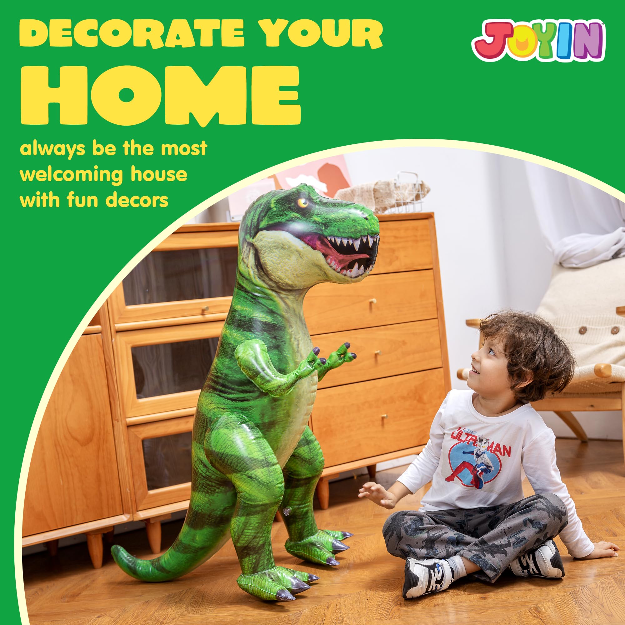 JOYIN 30” T-Rex Dinosaur Inflatable, Tyrannosaurus Rex Inflatable Dinosaur Toy for Party Decorations, Dinosaur Birthday Party Gift for Kids and Adults