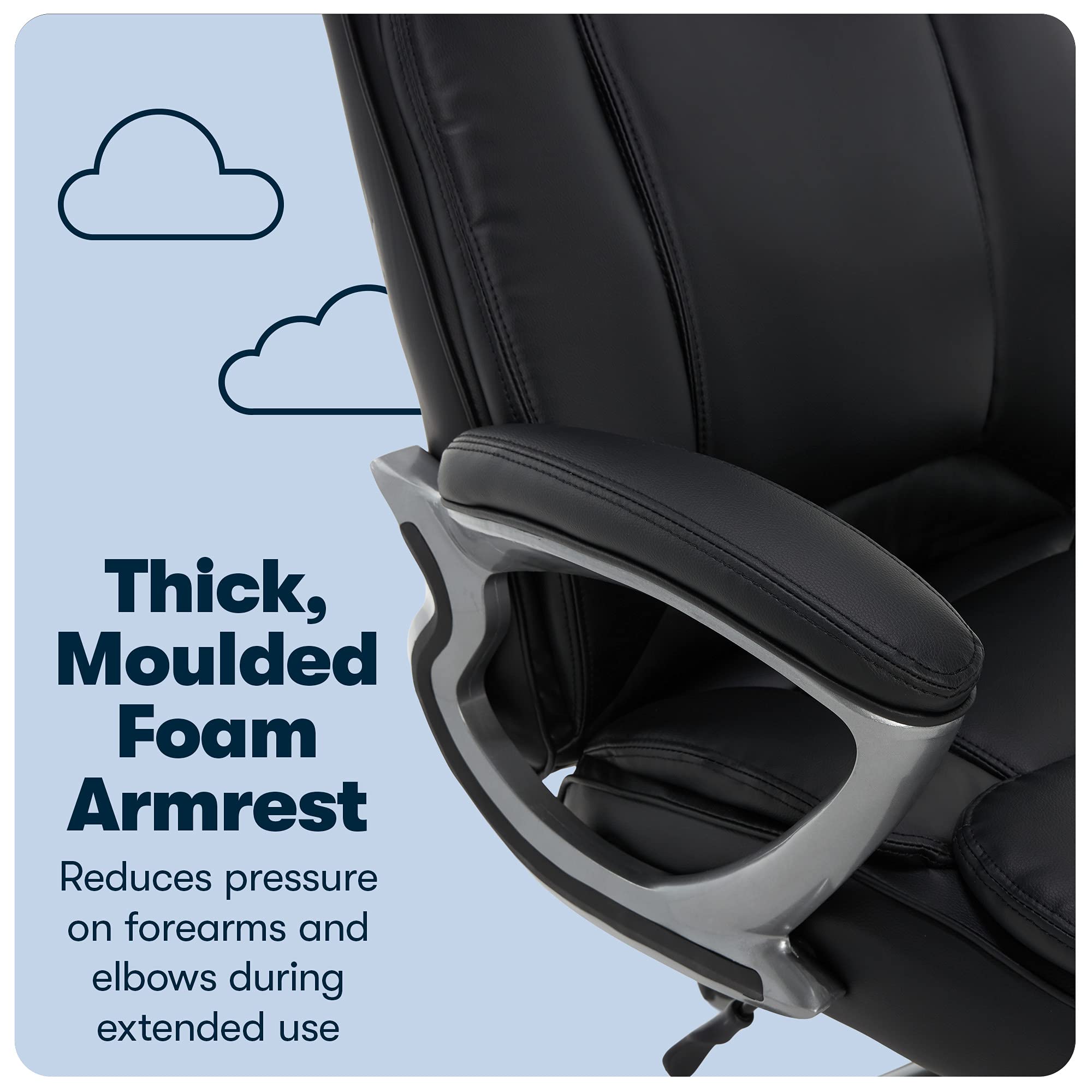 Serta Big & Tall Executive Office Chair High Back All Day Comfort Ergonomic Lumbar Support, Bonded Leather, Black