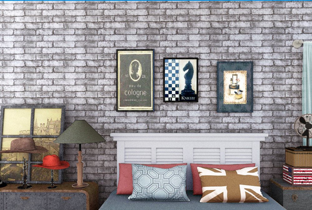 HOYOYO 17.8 x 78 Inches Self-Adhesive Shelf Liner, Self Adhesive Dresser Drawer Paper Wall Sticker Home Decoration, Grey Dirty Brick Decorative