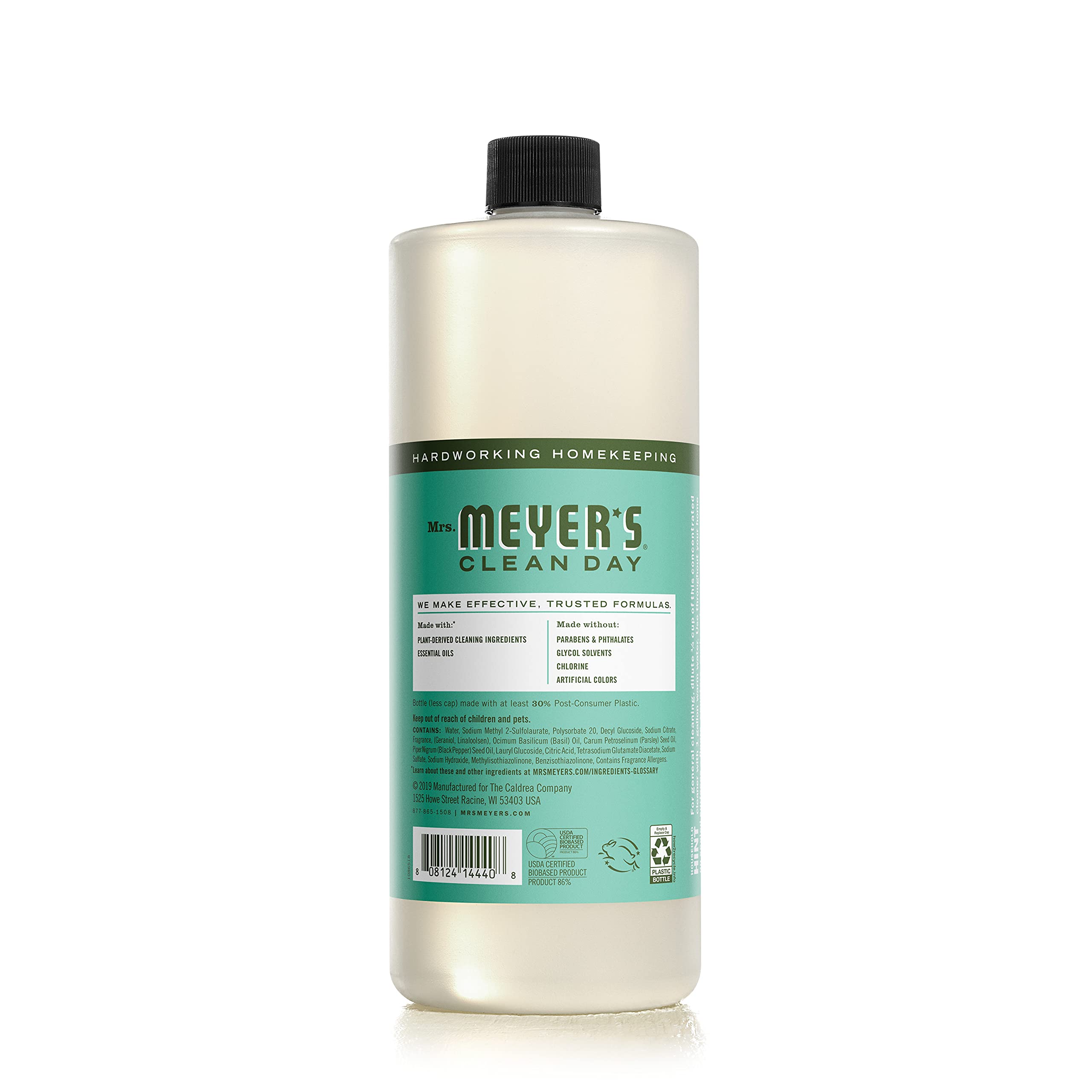 Mrs. Meyer's Multi-Surface Cleaner Concentrate, Use to Clean Floors, Tile, Counters, Basil, 32 fl. oz - Pack of 2