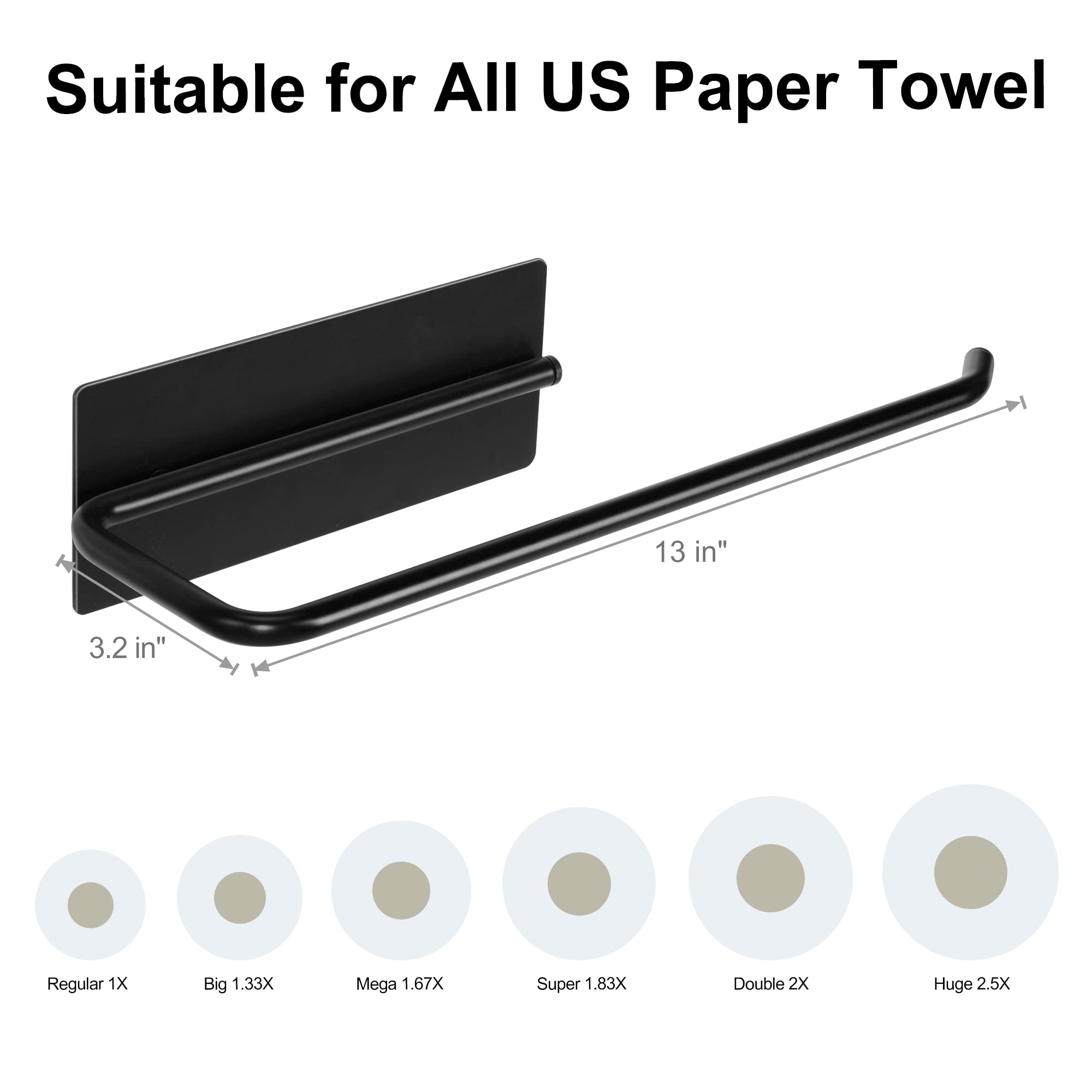 Magnetic Paper Towel Holder,Magnet Shelf Black for Refrigerator Toolbox Grill,12x3.1inch Fit Larger Paper Roll