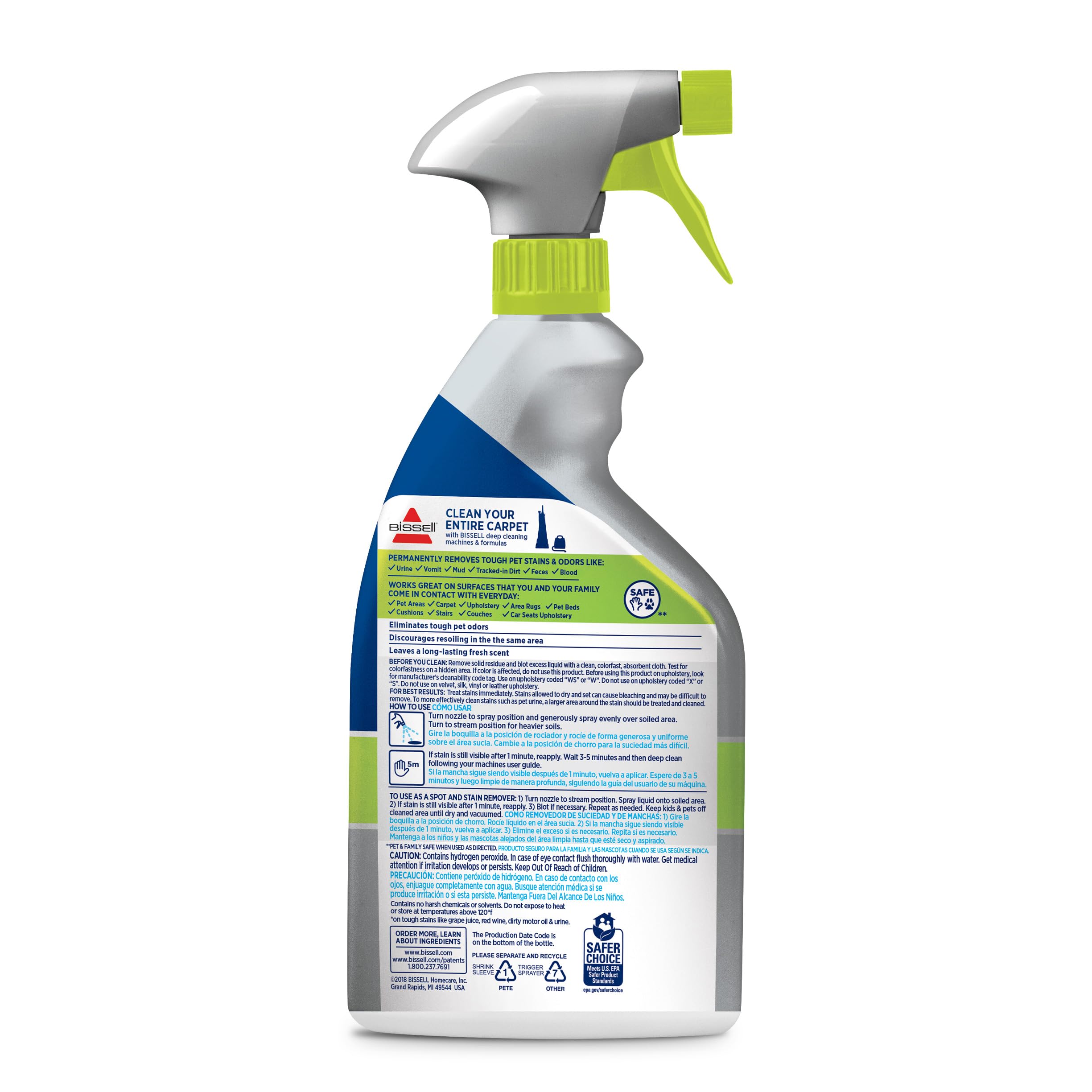 Bissell PET PRO OXY Stain Destroyer for Carpet and Upholstery, 22 oz, 2 Pack, 17739, 44 Fl Oz