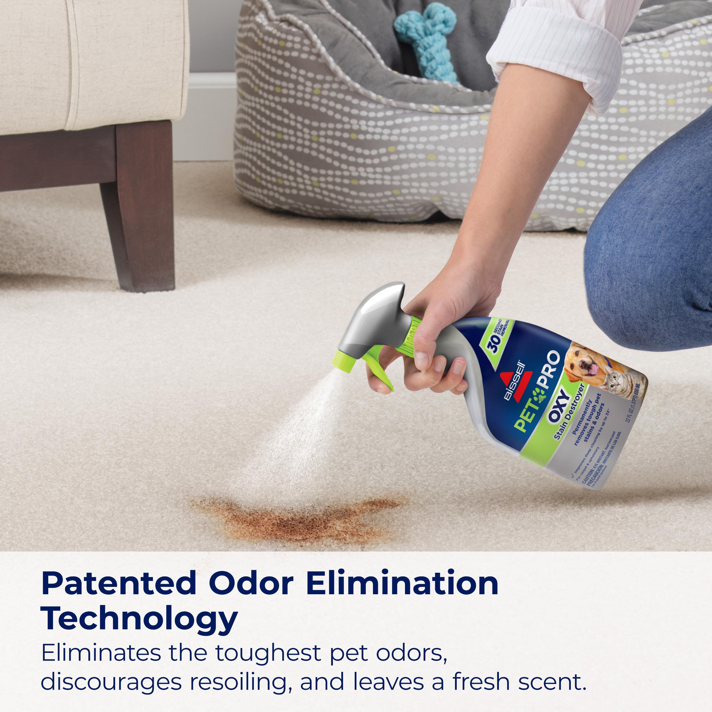 Bissell PET PRO OXY Stain Destroyer for Carpet and Upholstery, 22 oz, 2 Pack, 17739, 44 Fl Oz