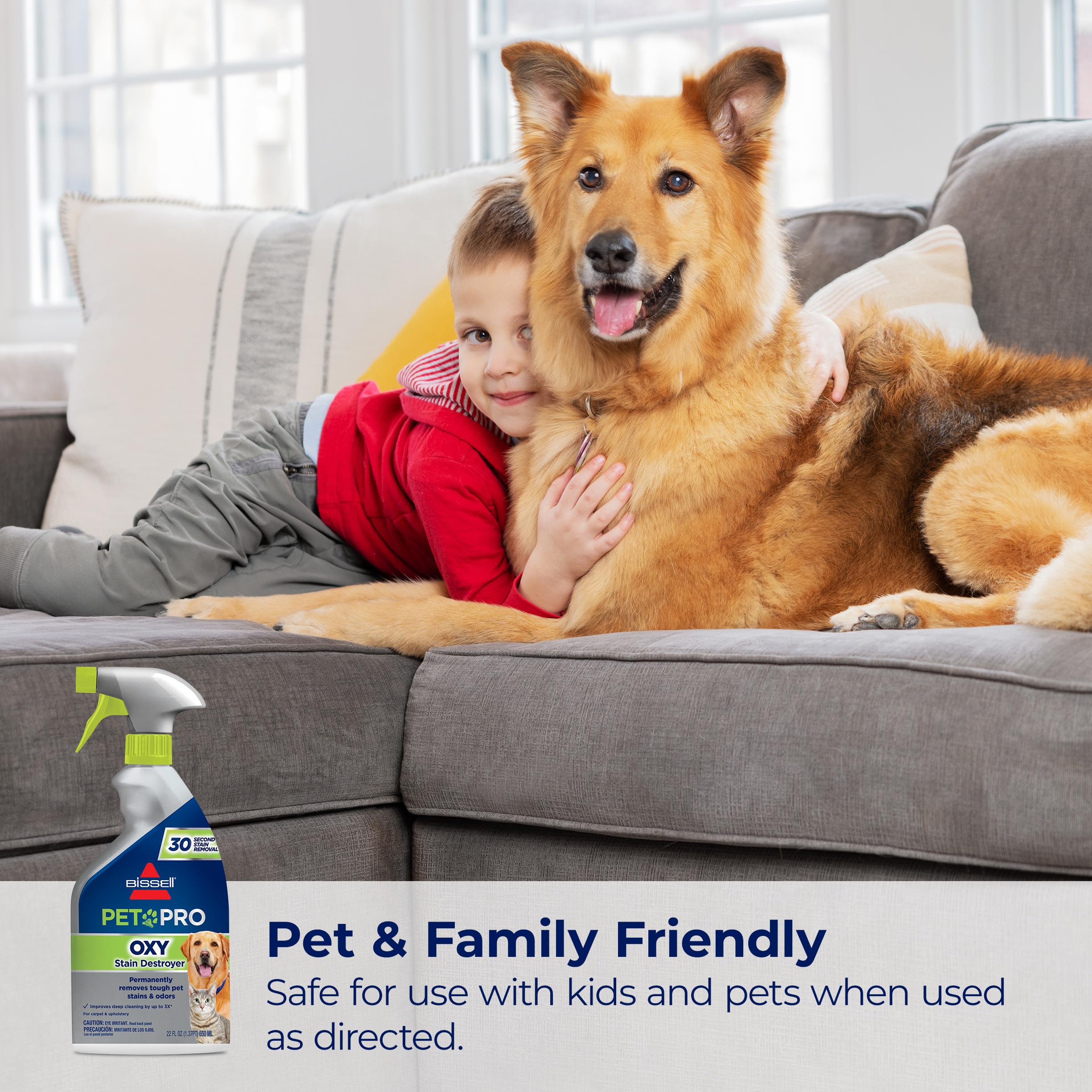 Bissell PET PRO OXY Stain Destroyer for Carpet and Upholstery, 22 oz, 2 Pack, 17739, 44 Fl Oz