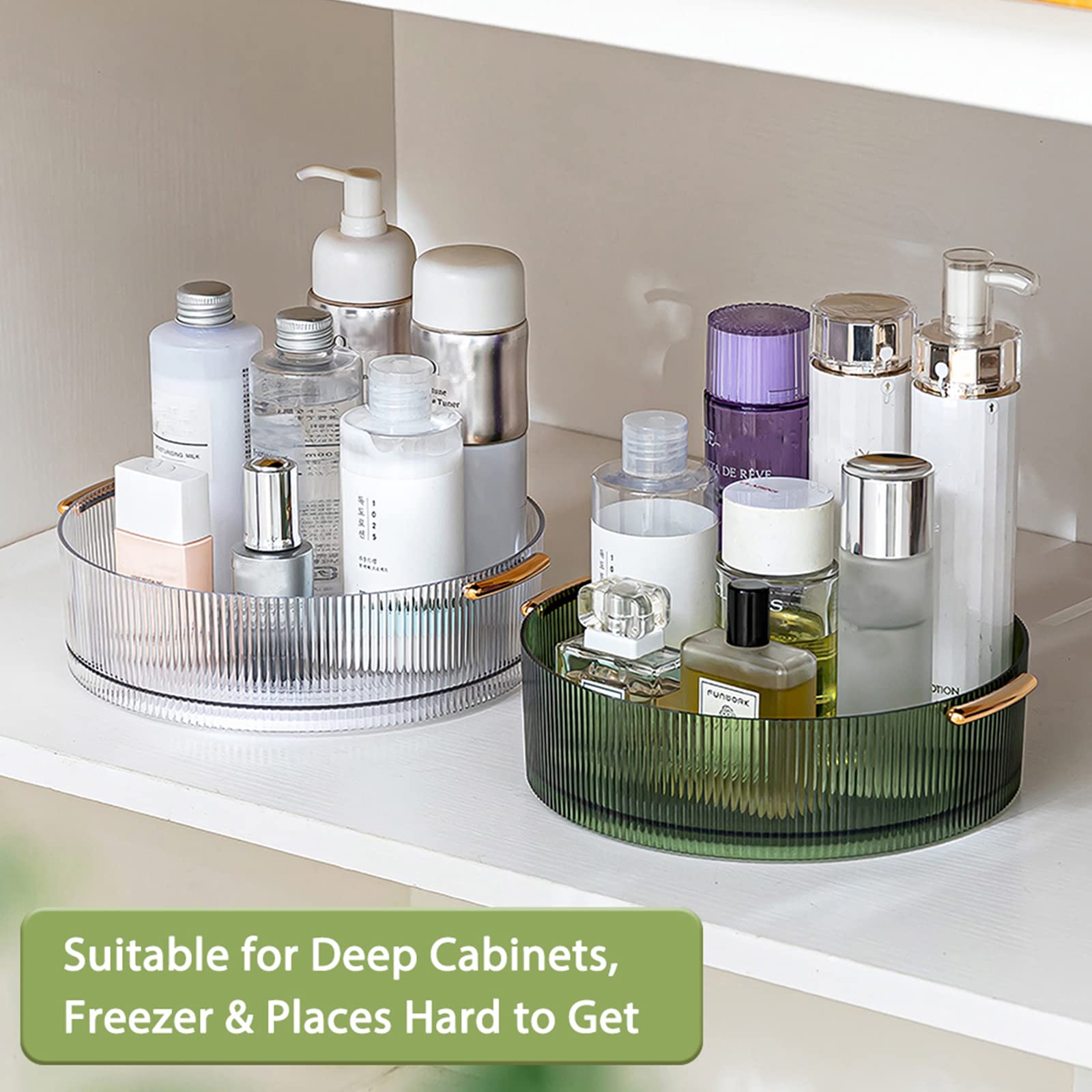 Makeup Perfume Organizer,360 Rotating Lazy Susan Skincare Organizers and Storage for Vanity,Cosmetics Display Dresser Organizer Perfume Tray with Handle,Turntable Spice Rack with Perfume Atomizer