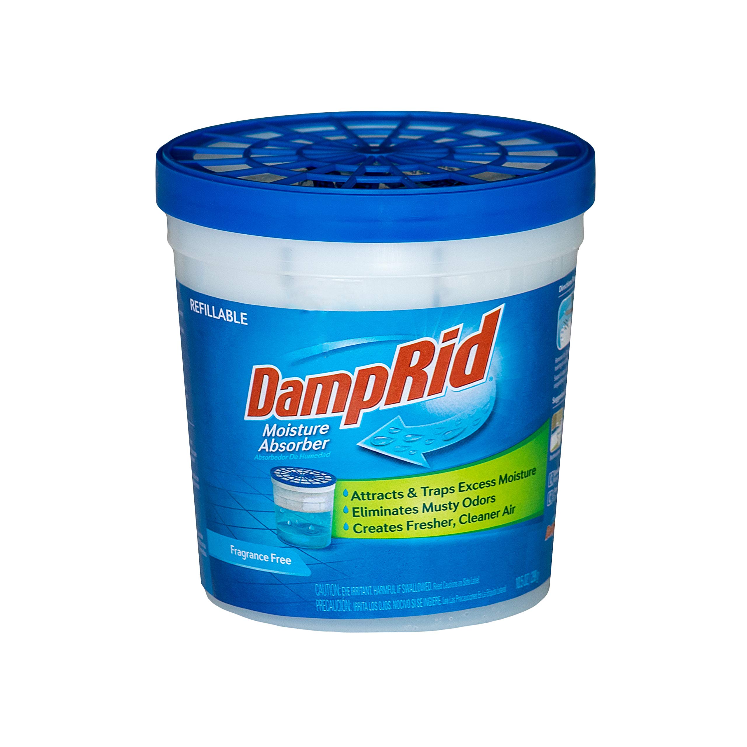 DampRid Refillable Moisture Absorber, 10.5 oz. Cups, 4 Pack, Fragrance Free, Traps Moisture for Fresher, Cleaner Air, No Electricity Required, Lasts Up To 60 Days