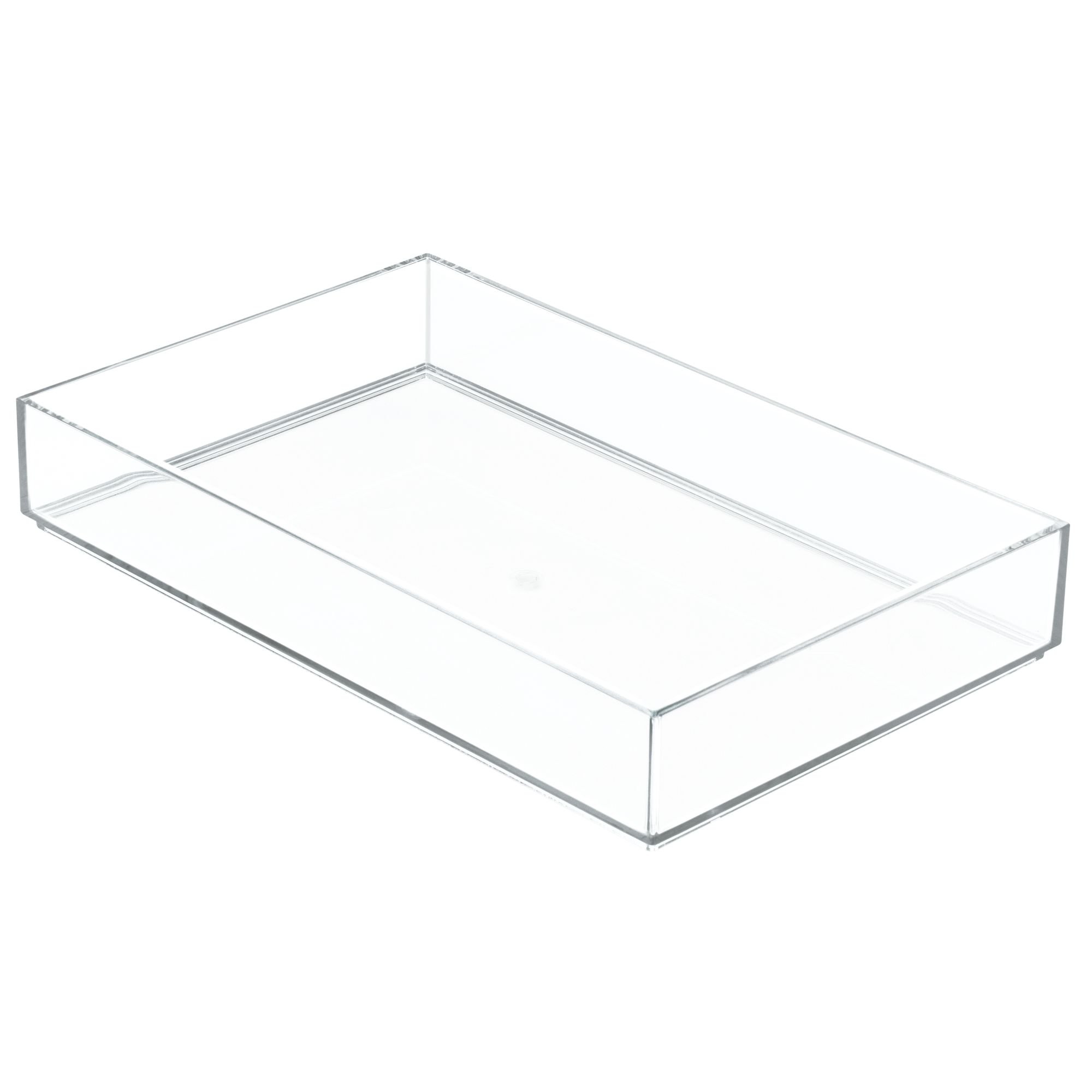 iDesign Clarity Plastic Drawer Organizer, Storage Container for Vanity, Bathroom, Kitchen Drawers, 8" x 12" x 2", Clear