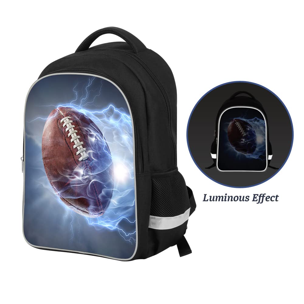 P ELEGANT PROTECTION Soccer Print Luminous Laptop Backpack, Large Capacity Lightweight Football Bookbag for Boys Girls