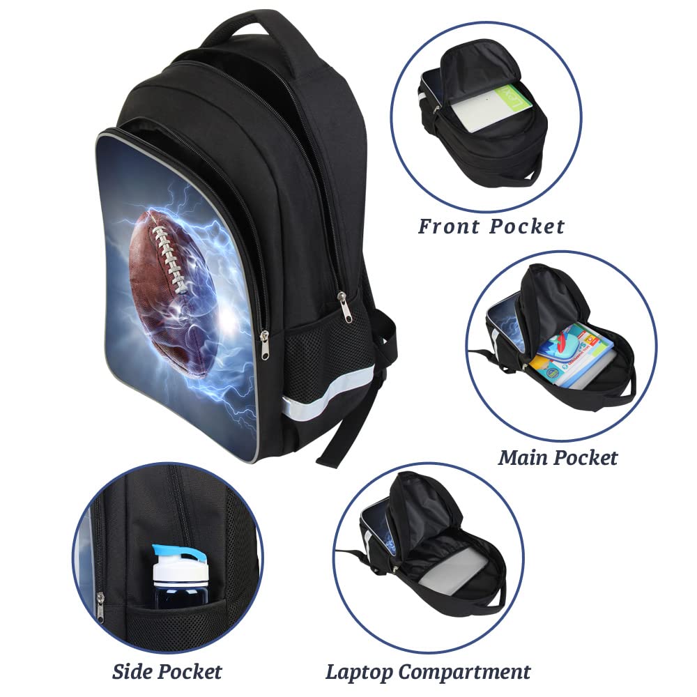 P ELEGANT PROTECTION Soccer Print Luminous Laptop Backpack, Large Capacity Lightweight Football Bookbag for Boys Girls