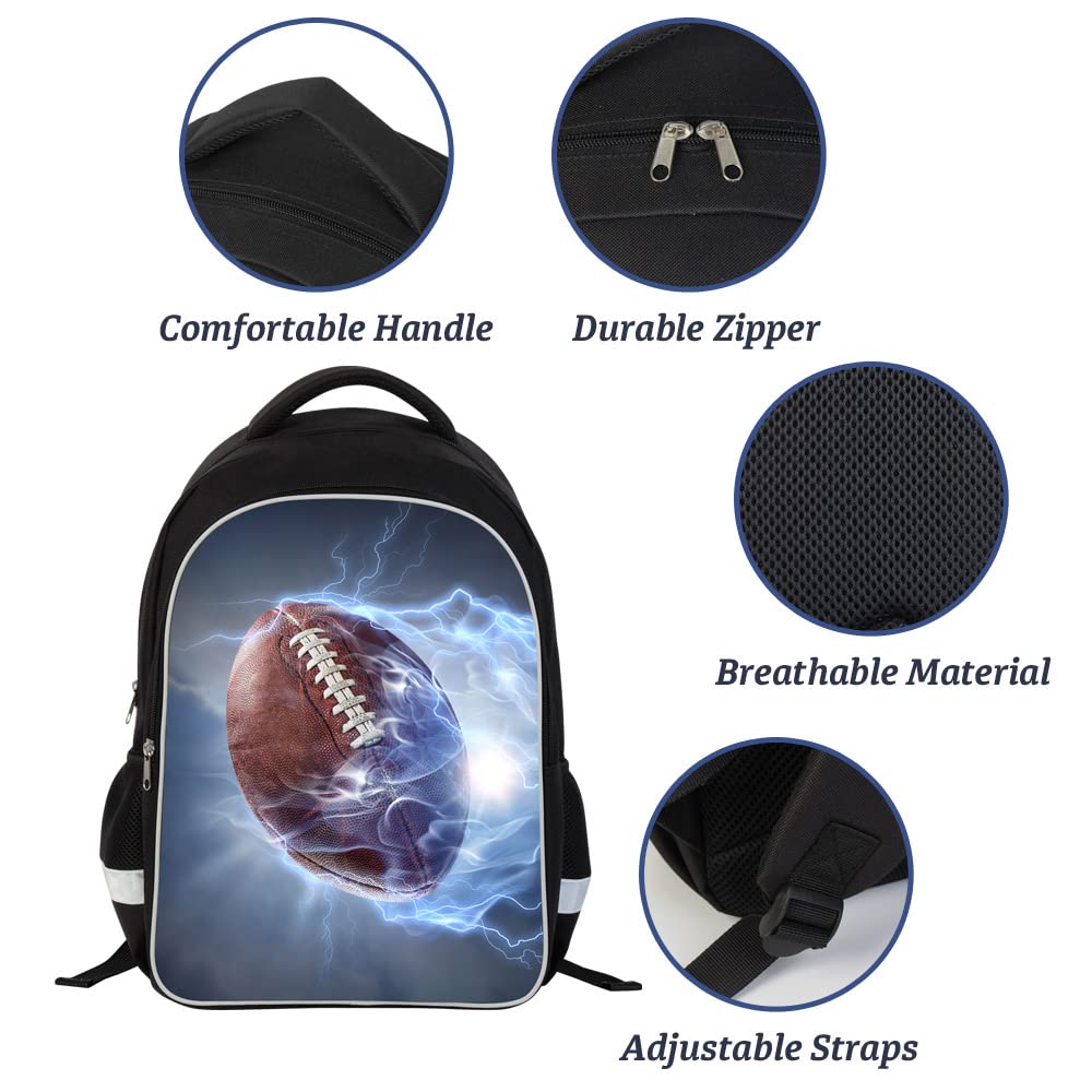 P ELEGANT PROTECTION Soccer Print Luminous Laptop Backpack, Large Capacity Lightweight Football Bookbag for Boys Girls