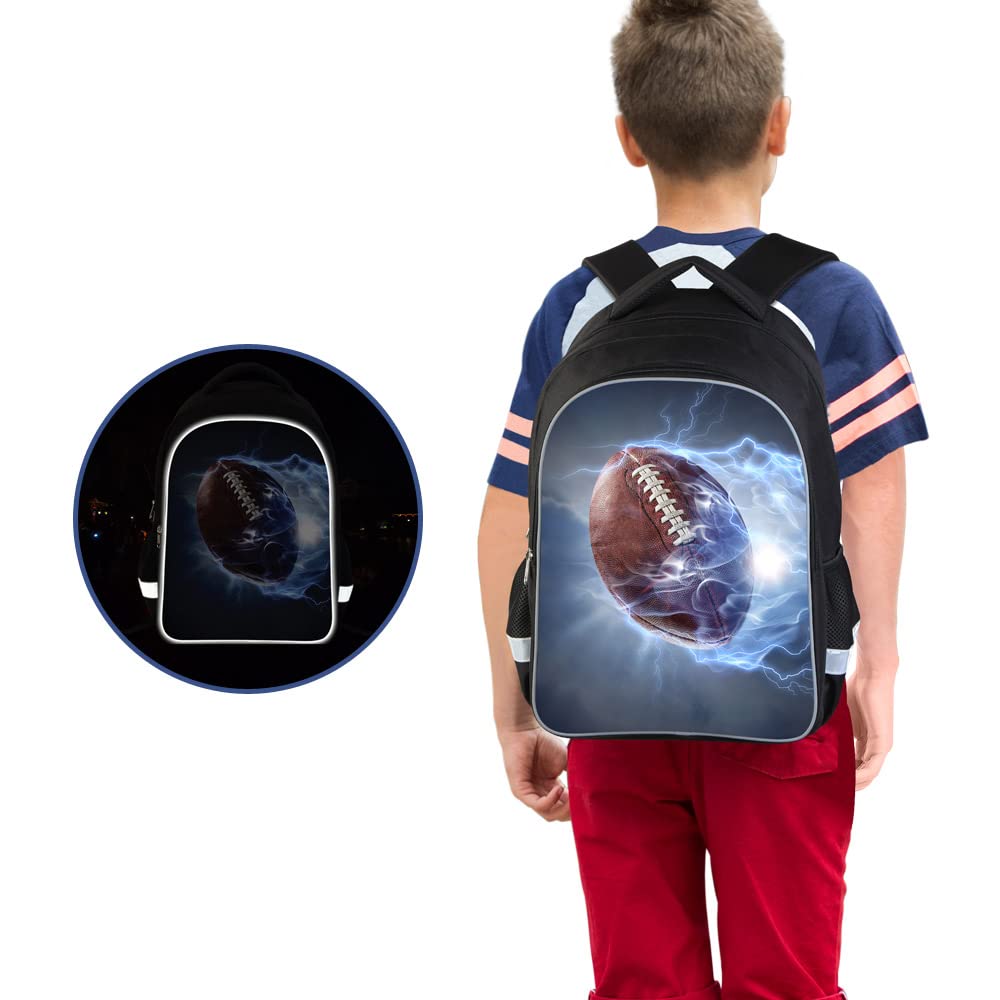 P ELEGANT PROTECTION Soccer Print Luminous Laptop Backpack, Large Capacity Lightweight Football Bookbag for Boys Girls
