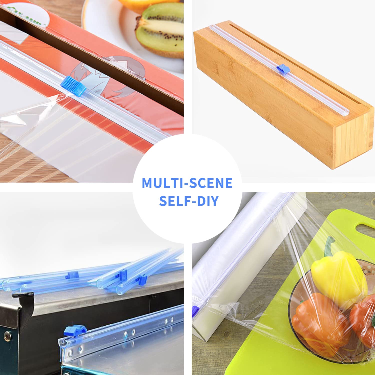 6 pcs Plastic Wrap, Aluminum Foil and Wax Paper Dispenser Cutter, Reusable Tin Foil & Cling Wrap & Parchment Paper Dispenser Cutter, Make Your Own Food Dispenser Through 2 types Cutters