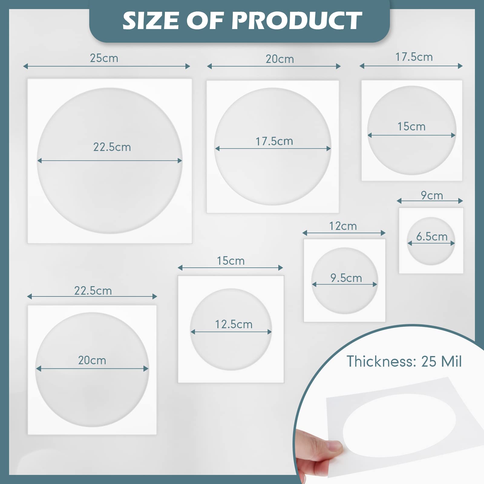 14 Pieces Large Stencil for Painting on Wood Plastic 5 Point Stencil Template Paint Stencils for Fabric Walls Arts Paper Home Decoration (Circle)