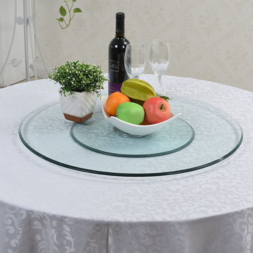 JHSDFOUIH Lazy Susan Turntable for Table, Round Tabletop Rotating Serving Tray, Transparent Table Top Circle Centerpiece, Thicken Explosion-Proof Tempered Glass, for Sharing Food Easier