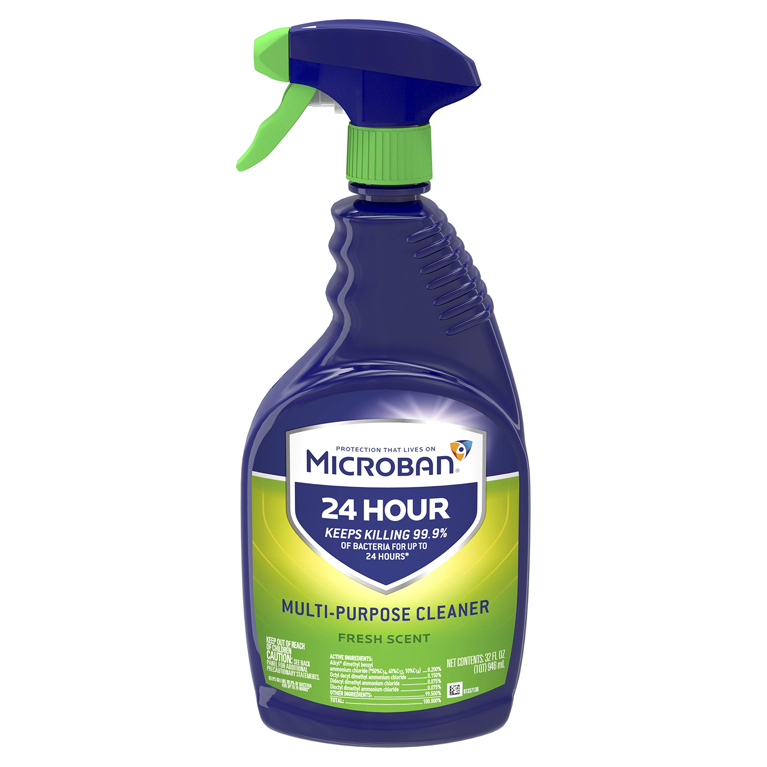 Microban Disinfectant Spray, 24 Hour Sanitizing and Antibacterial Spray, All Purpose Cleaner, Citrus Scent, 4 Count, 22 fl oz Each