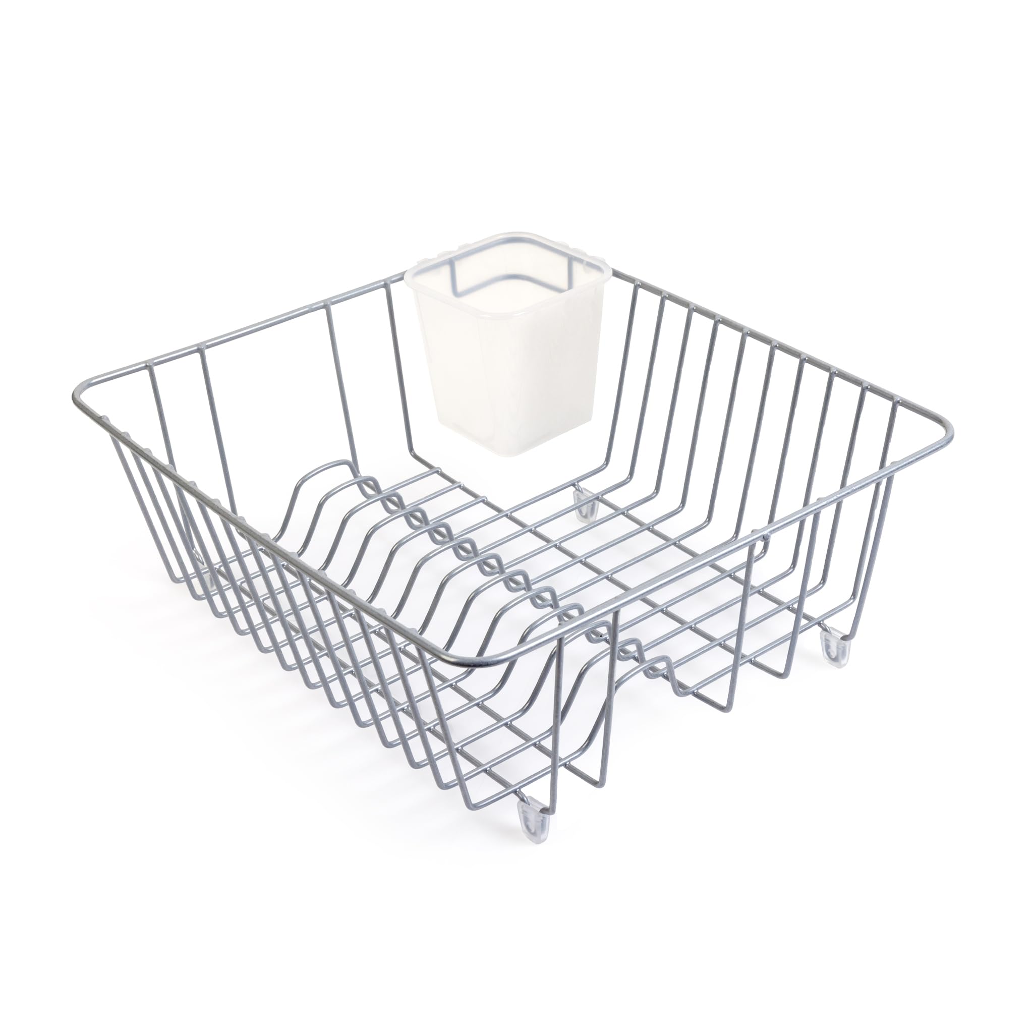 Smart Design Dish Drainer Rack - Small - in Sink or Counter Drying - Steel Metal Wire - Cutlery, Plates, Dishes, Cups, Silverware Organization - Kitchen (Silver - 14 x 5.5 Inch)