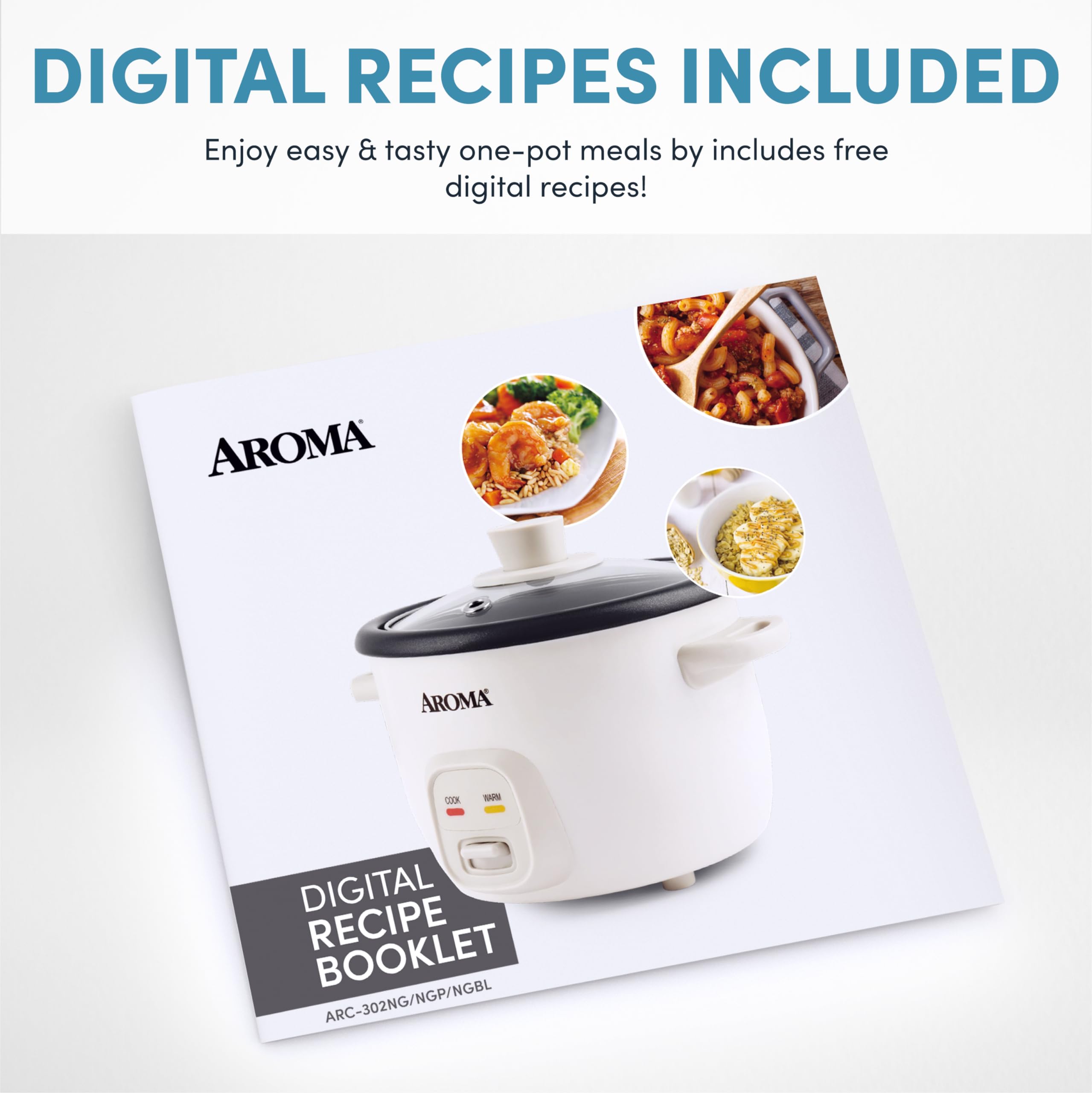 Aroma Housewares 4-Cups (Cooked) / 1Qt. Rice & Grain Cooker (ARC-302NG), White