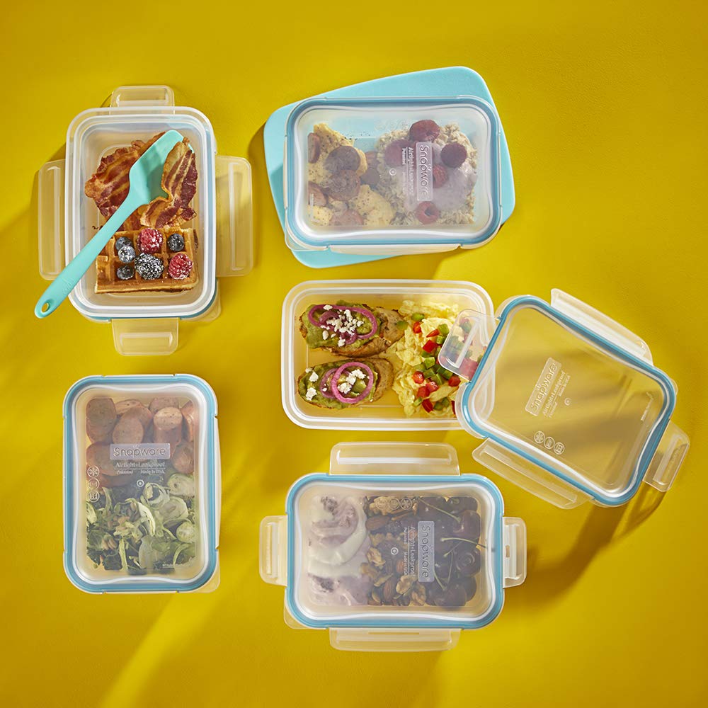 Snapware Total Solution 10-Pc Plastic Food Storage Containers Set, 3-Cup Rectangle Meal Prep Container, Non-Toxic, BPA-Free Lids with 4 Locking Tabs, Microwave, Dishwasher, and Freezer Safe