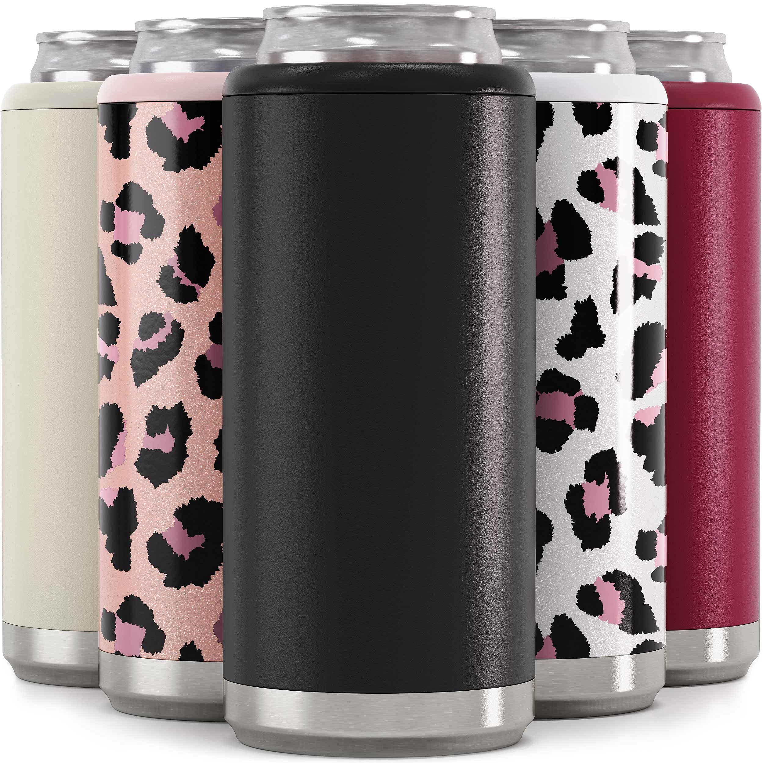 Maars Skinny Can Cooler for Slim Beer & Hard Seltzer | Stainless Steel 12oz Sleeve, Double Wall Vacuum Insulated Drink Holder - Glitter Lilac