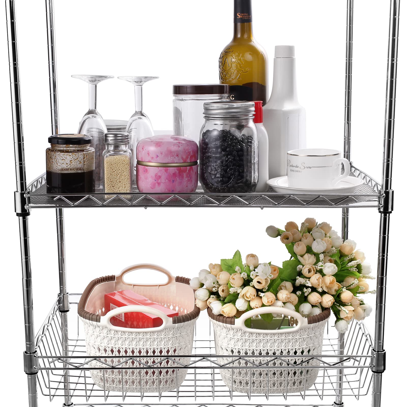 AMZABBY Wire Shelf Liner 14x197'' Clear Shelf Liner Kitchen,Cabinets,Drawer Liner, Cupboard, Under Sink, Pantry,Non-Adhesive Liner,Stain-Proof Shelf,1.2mm Thicken/Waterproof/Anti-Slip Liners