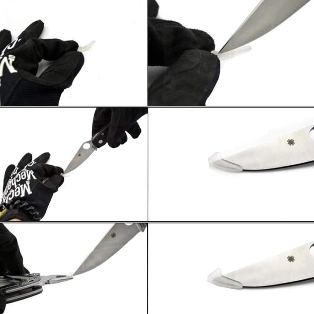 Magic&shell Knife Tip Protector 100PCS Transparent Plastic Knife Blade Tip Sleeves Knife Tip Guard Knife Tip Covers