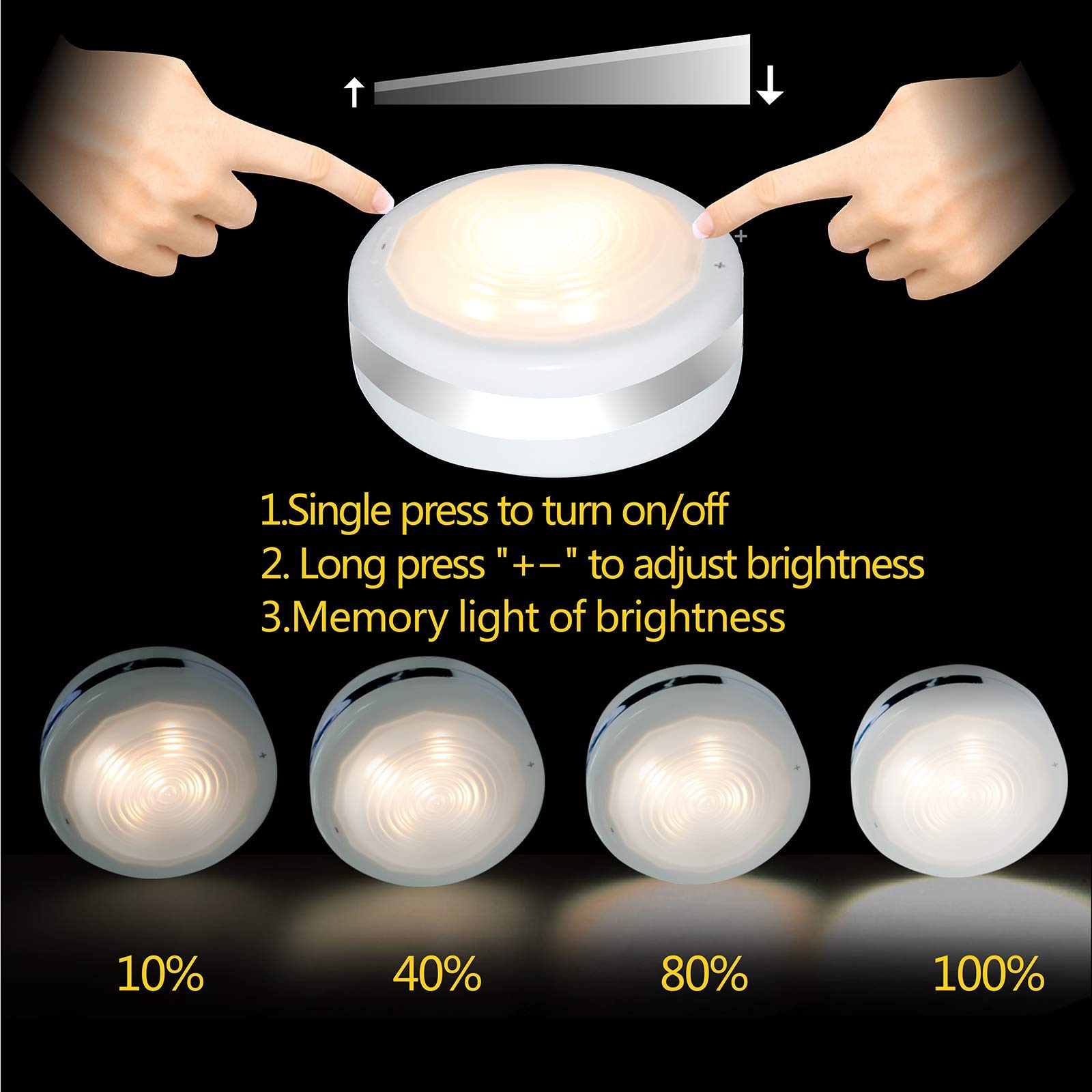 Puck Lights with Remote, Starxing Wireless Led Puck Lights Battery Operated, Led Puck Lights with Remote Control, Led Under Cabinet Lighting, Dimmable Closet Light Battery Powered (Natural White 6PK)